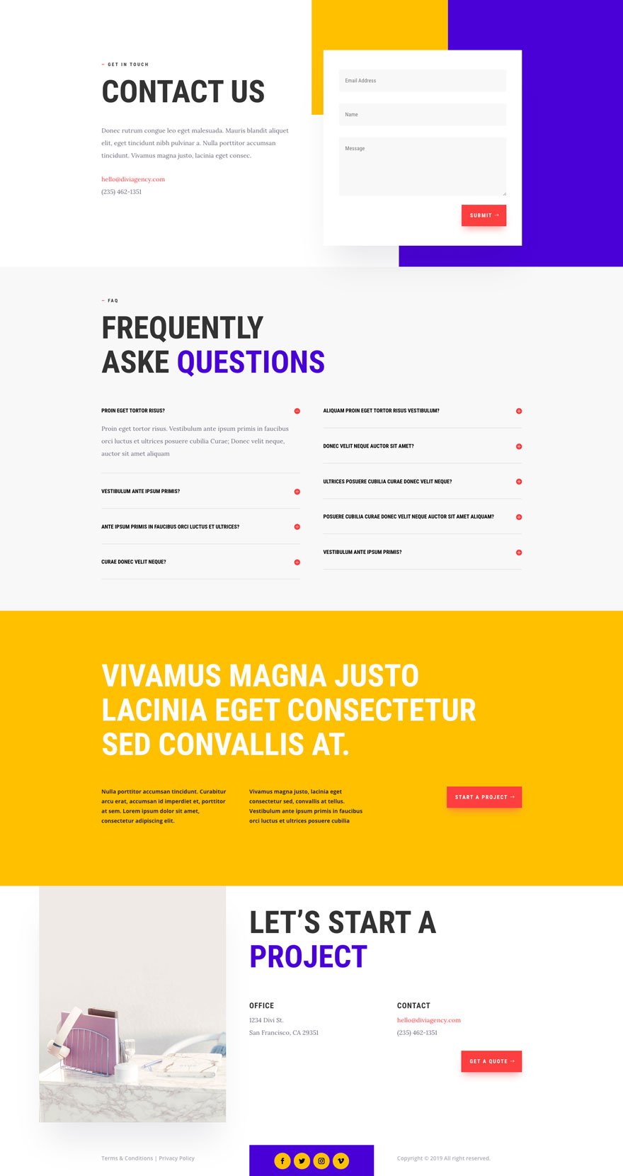Advertising Agency Contact Page Divi Layout by Elegant Themes
