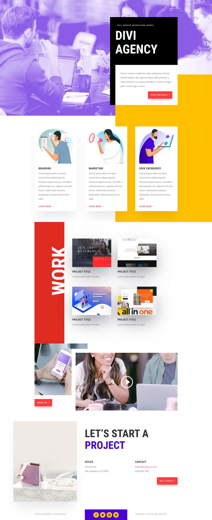 Advertising Agency Home Page Divi Layout by Elegant Themes