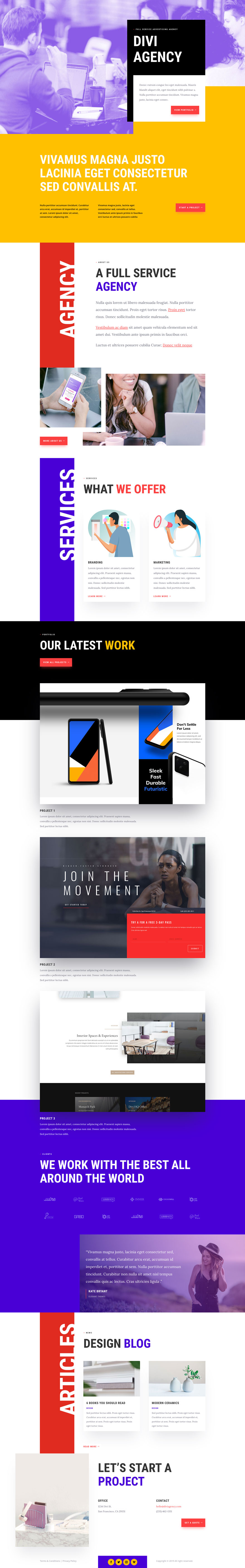 Advertising Agency Landing Page Divi Layout by Elegant Themes