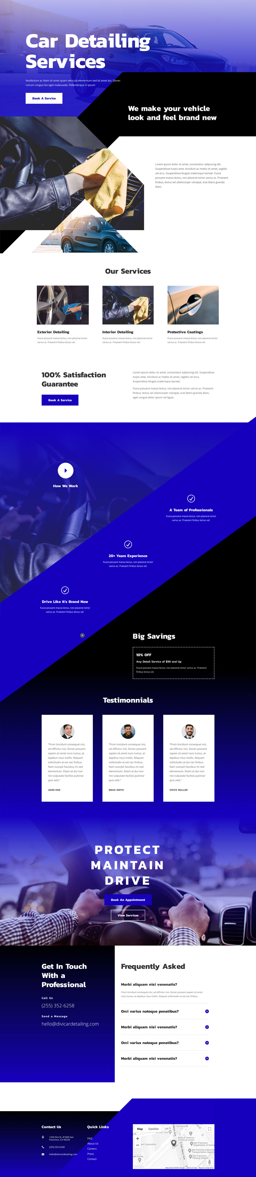 Car Detailing Landing Page Divi Layout by Elegant Themes
