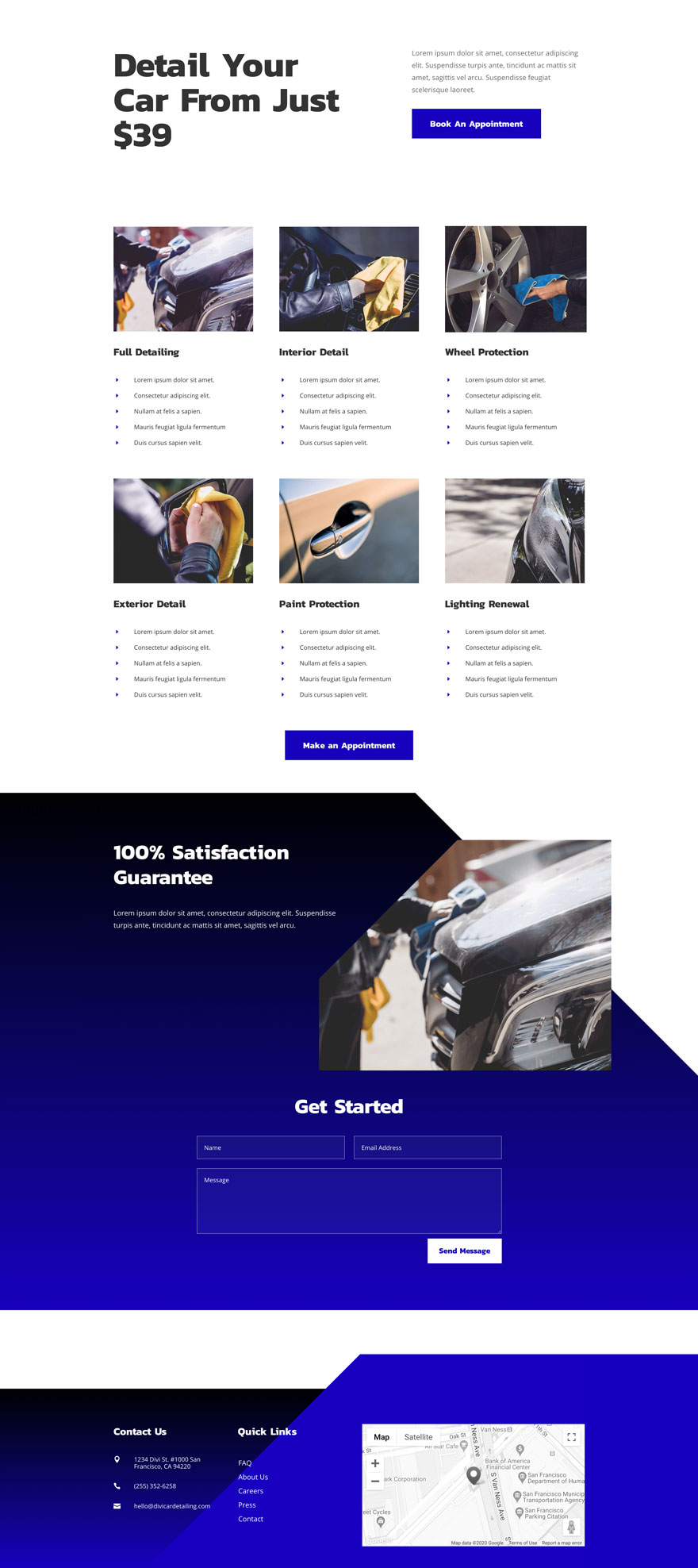 Car Detailing Services Page Divi Layout by Elegant Themes