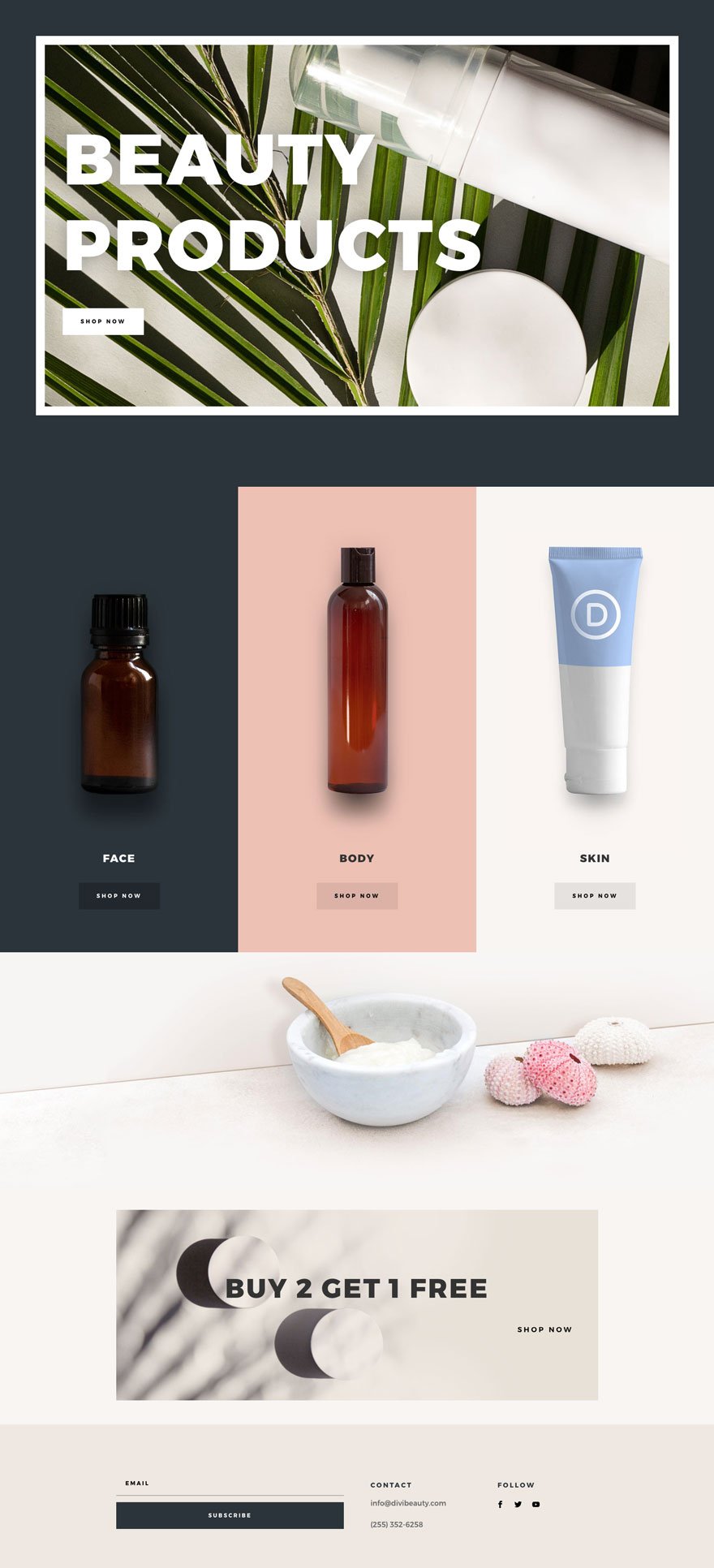Beauty Product Home Page Divi Layout by Elegant Themes