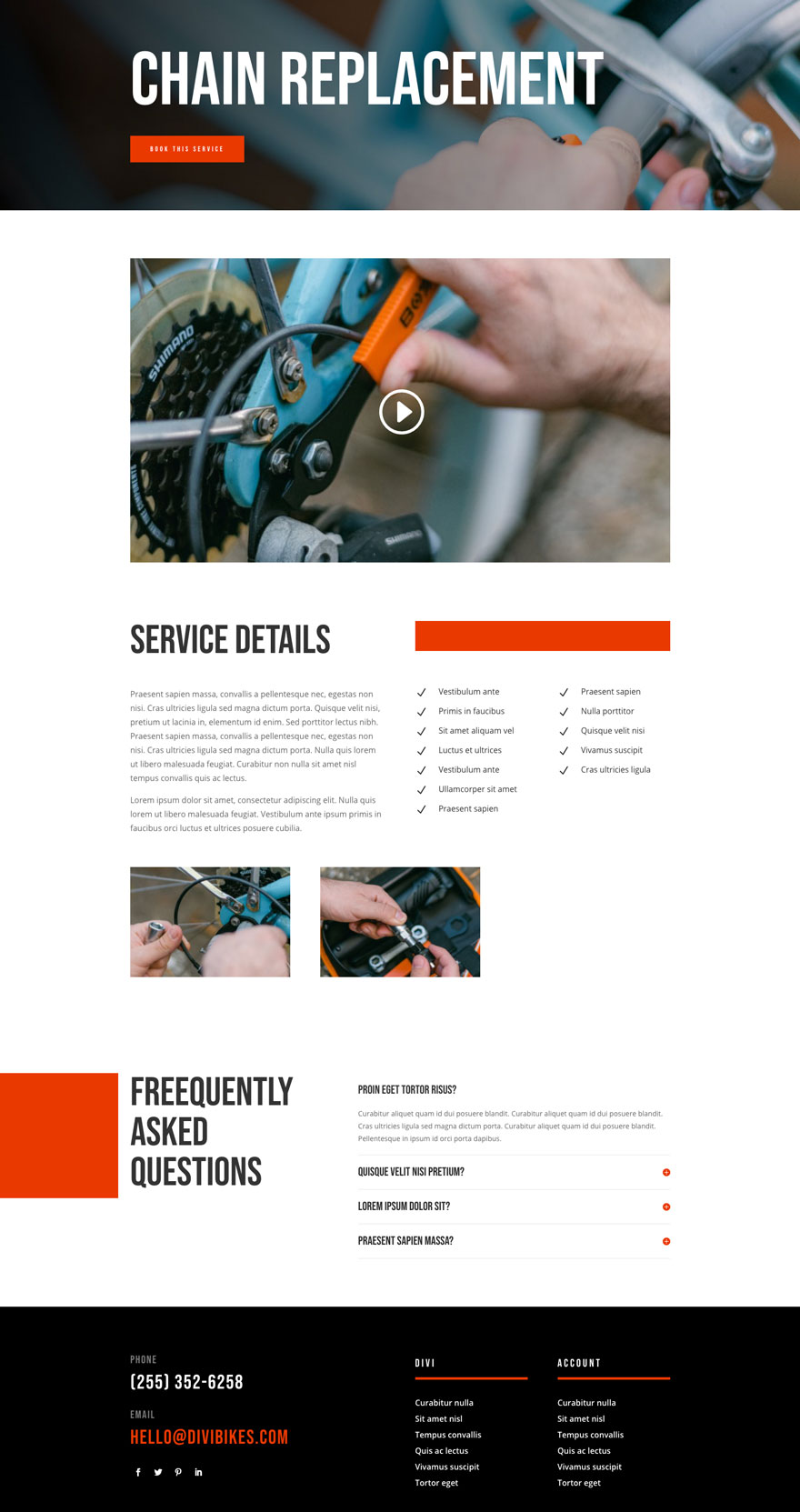 Bike Repair Service Page Divi Layout by Elegant Themes