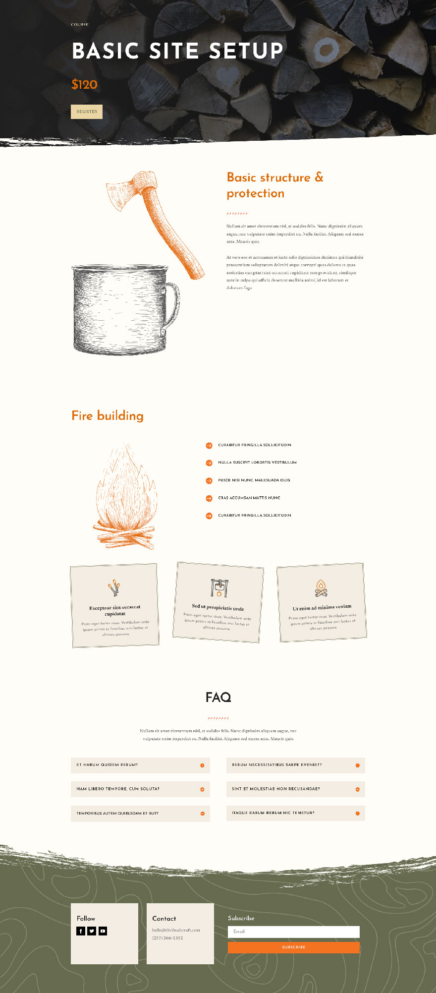 Bushcraft Class Page Divi Layout by Elegant Themes