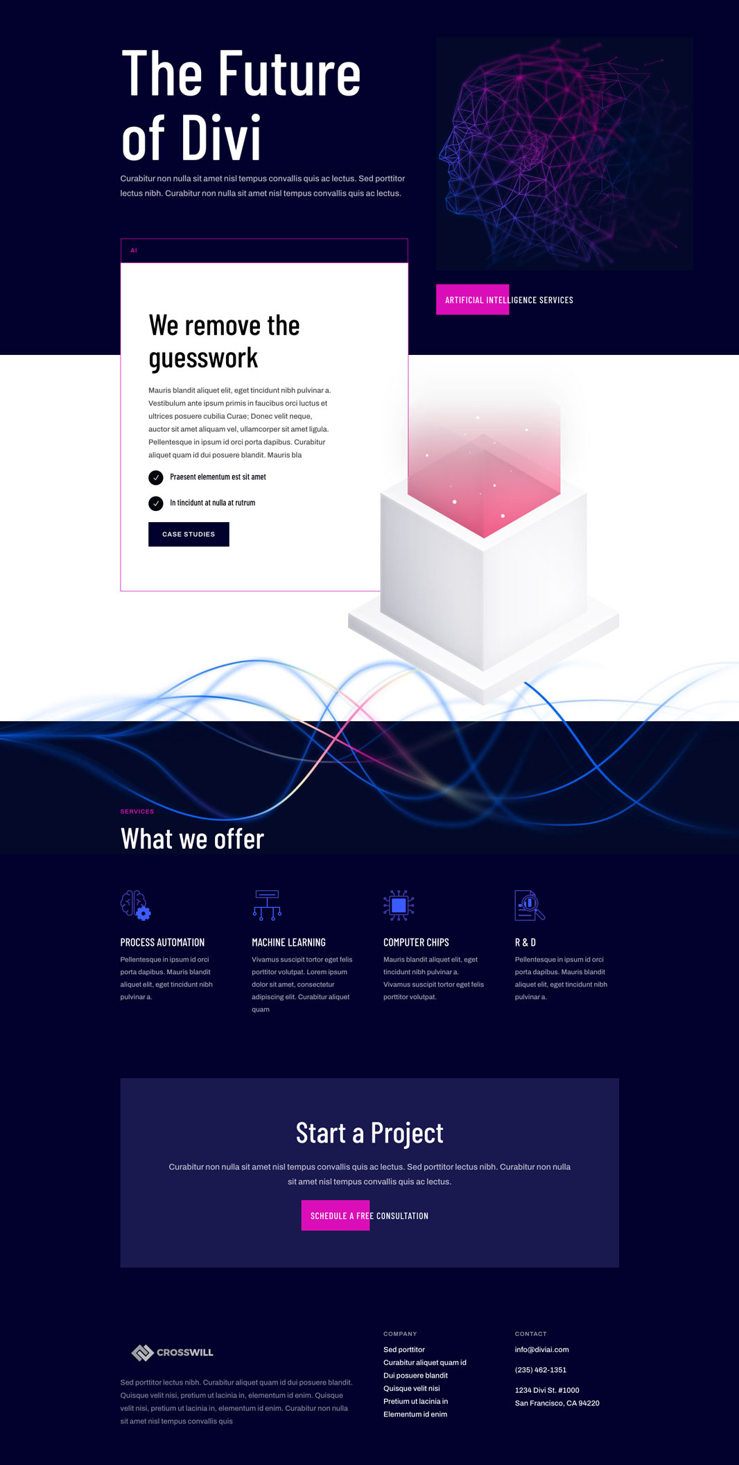 Artificial Intelligence Home Page Divi Layout by Elegant Themes
