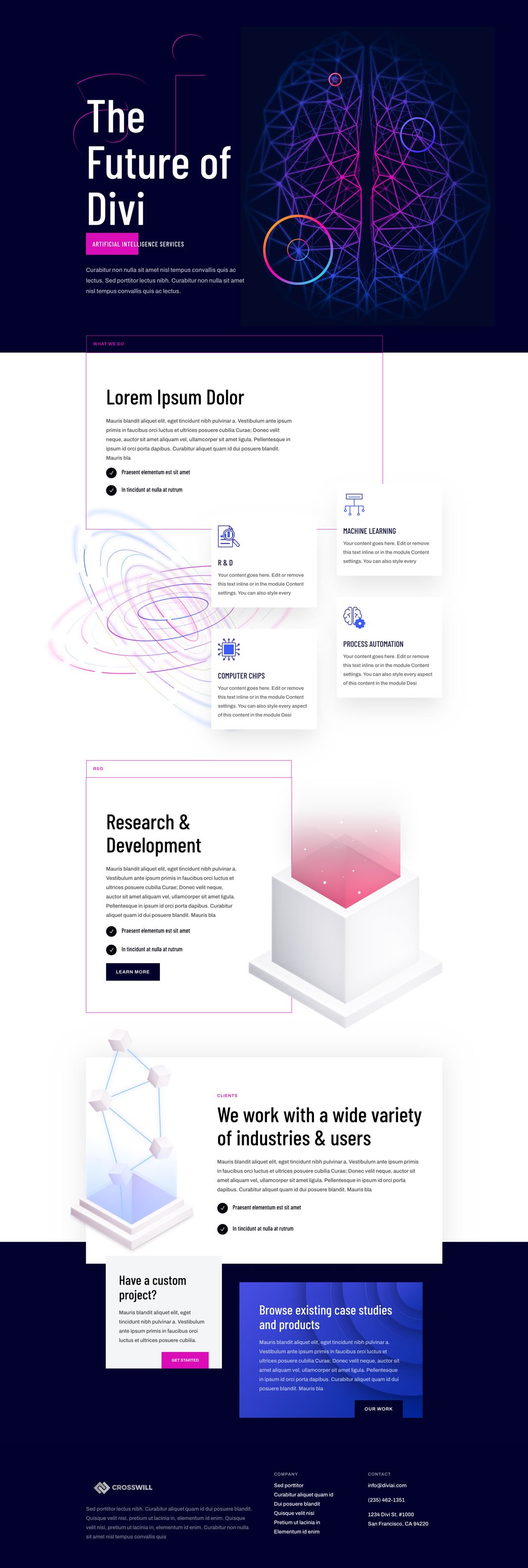 Artificial Intelligence Landing Page Divi Layout by Elegant Themes