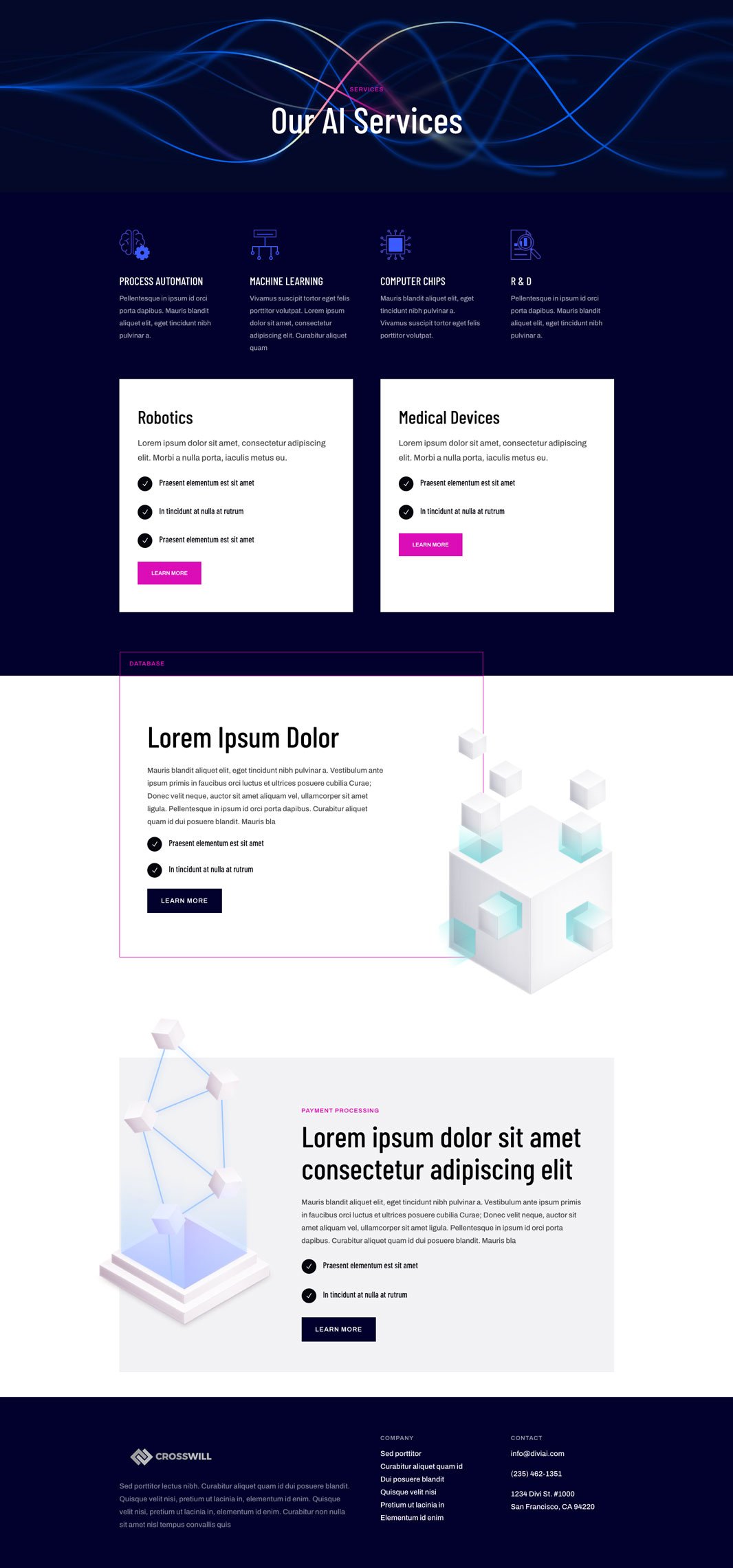 Artificial Intelligence Services Page Divi Layout by Elegant Themes