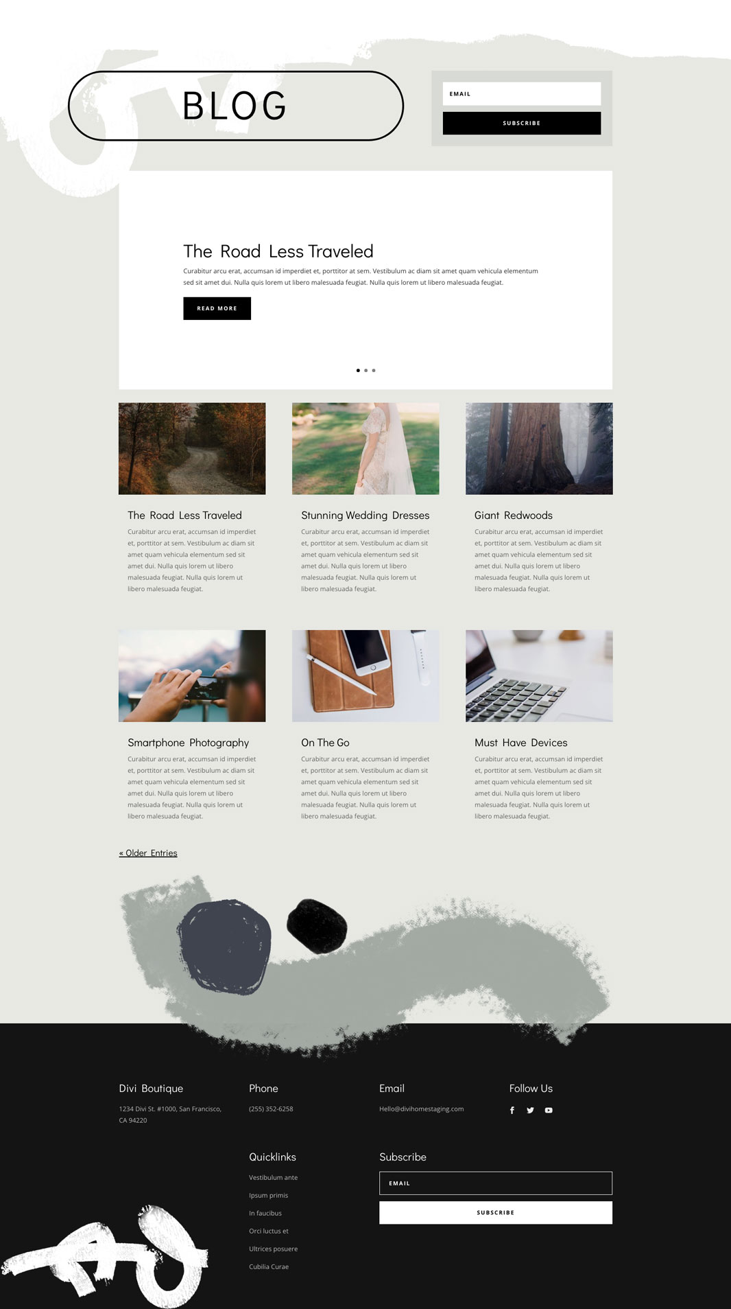 Clothing Store Blog Page Divi Layout by Elegant Themes