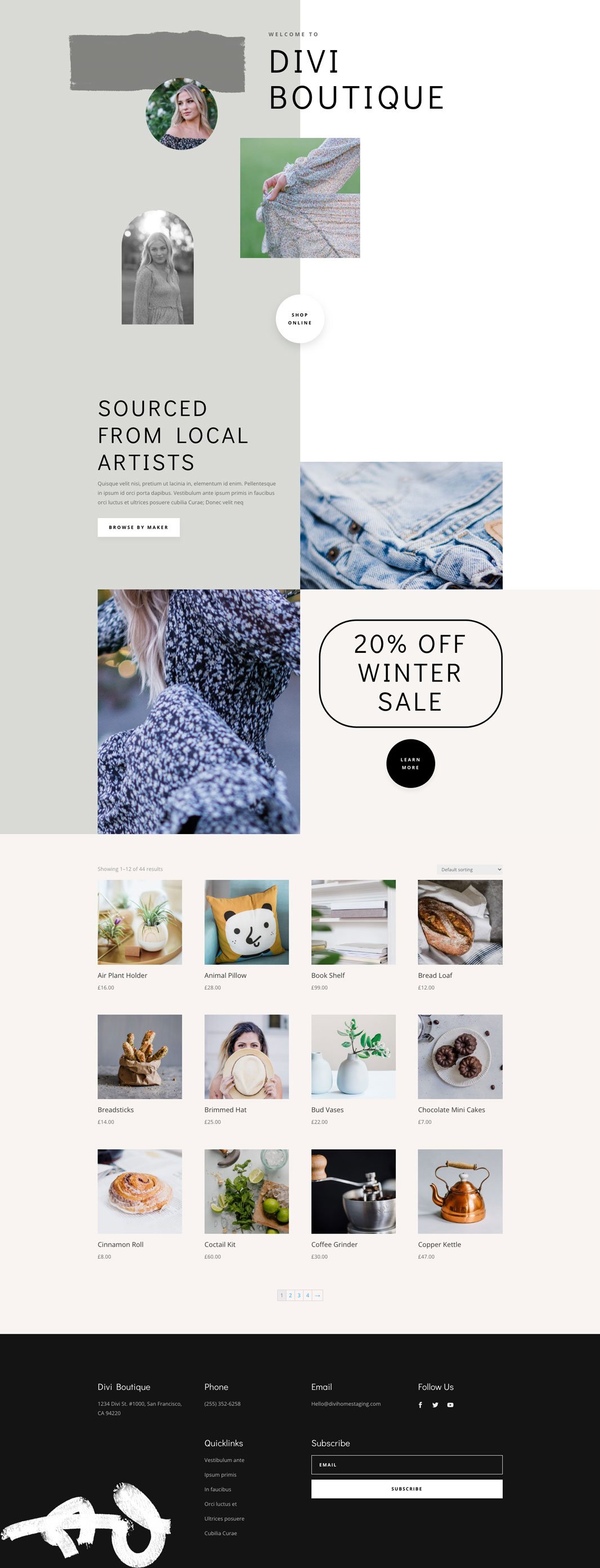 Clothing Store Home Page Divi Layout by Elegant Themes