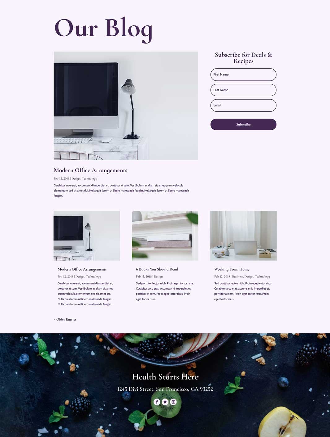 Acai Bowl Blog Page Divi Layout by Elegant Themes