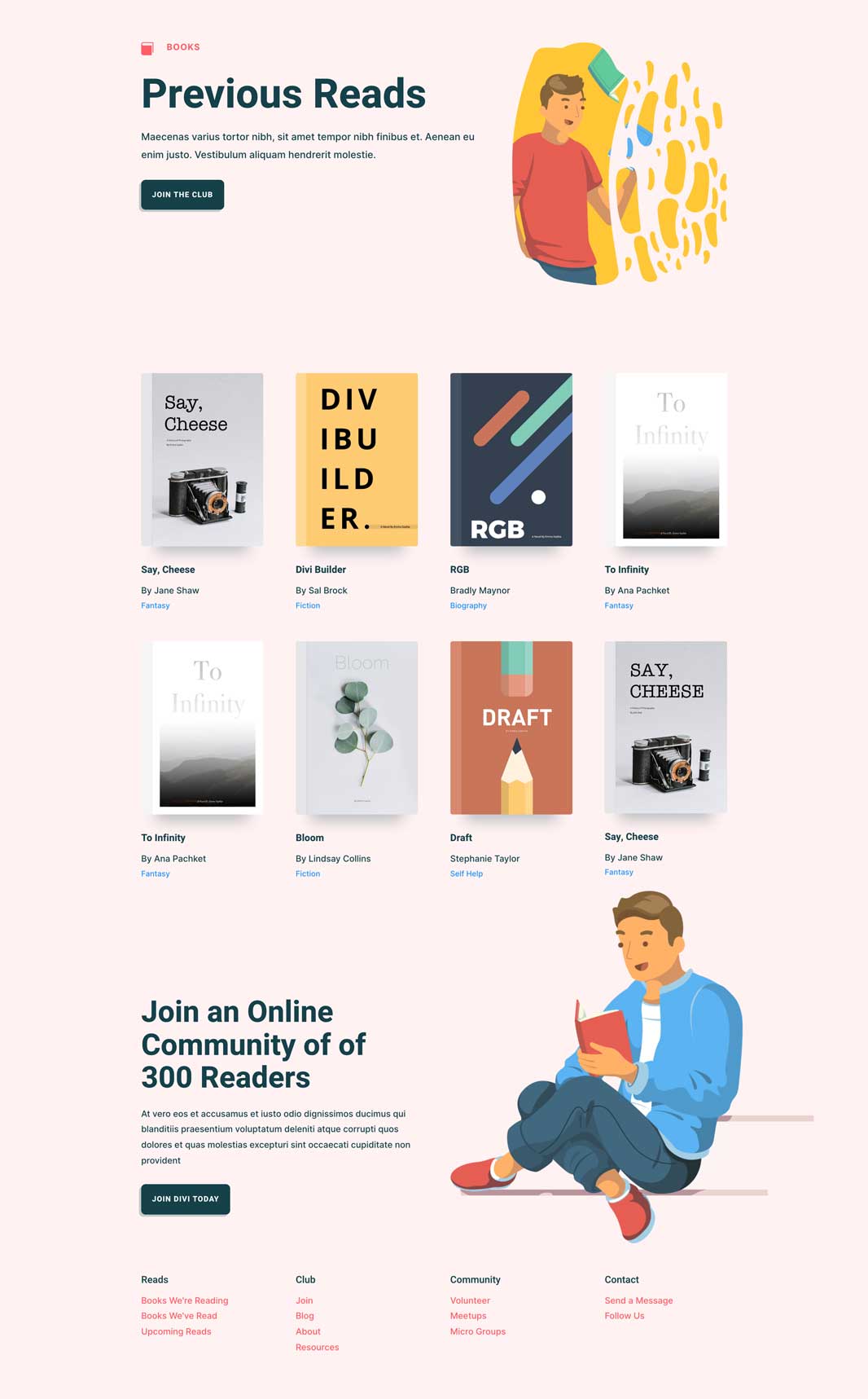 Book Club Books Page Divi Layout by Elegant Themes