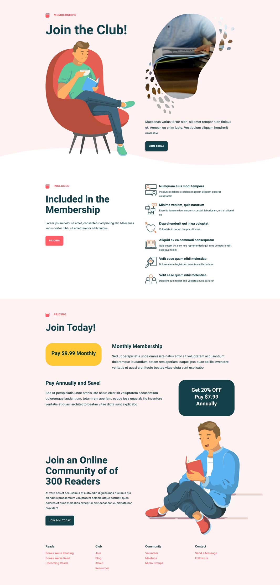 Book Club Join Page Divi Layout By Elegant Themes