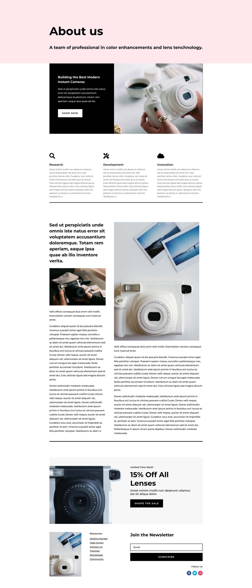 Camera Product About Page Divi Layout by Elegant Themes