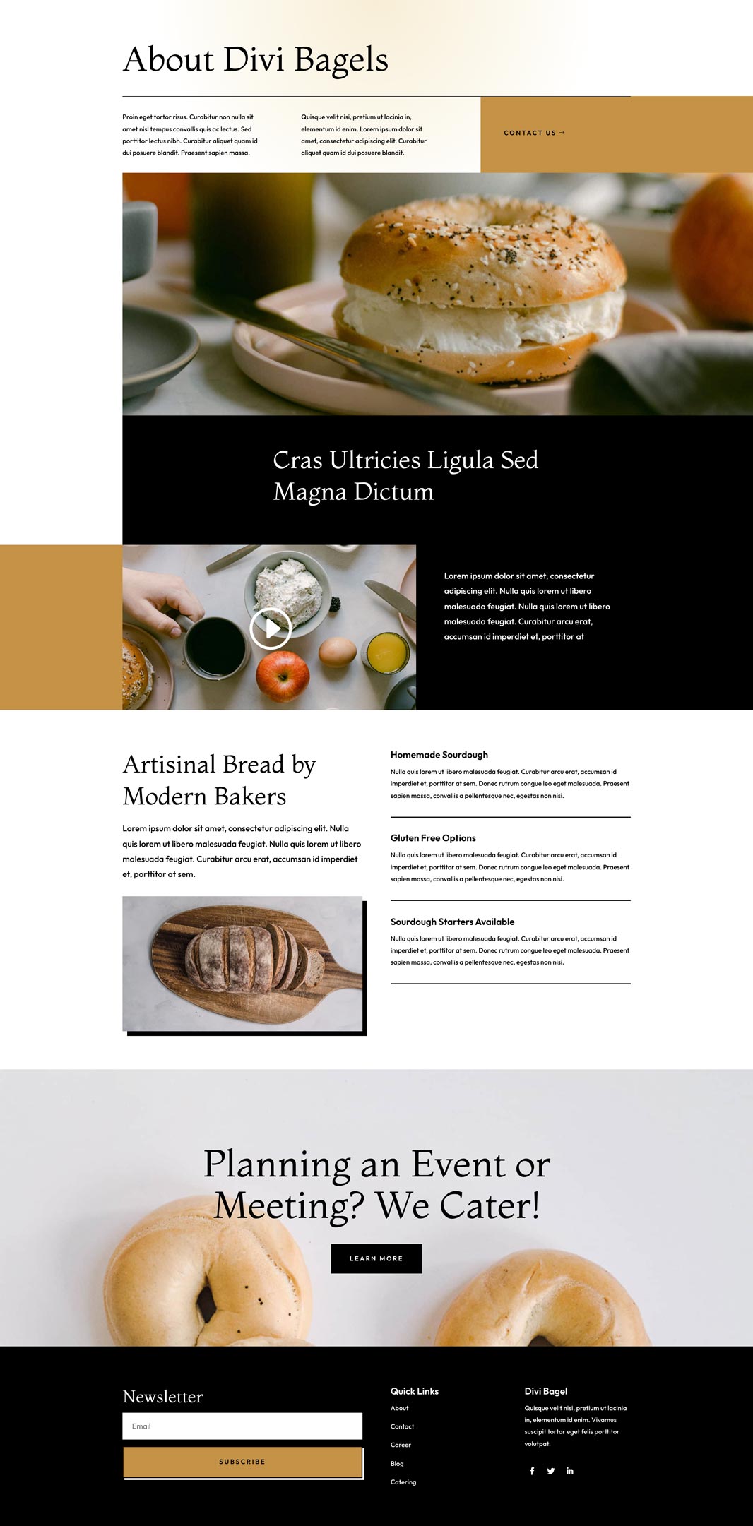Bagel Shop About Page Divi Layout by Elegant Themes