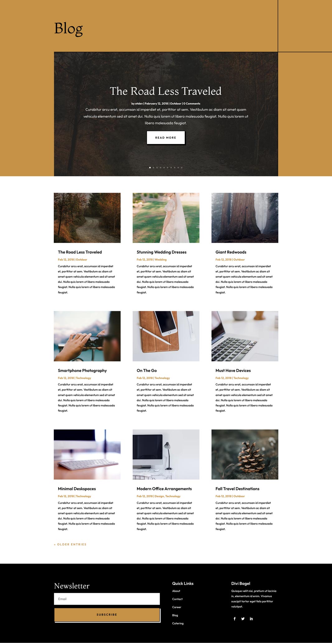 Bagel Shop Blog Page Divi Layout by Elegant Themes
