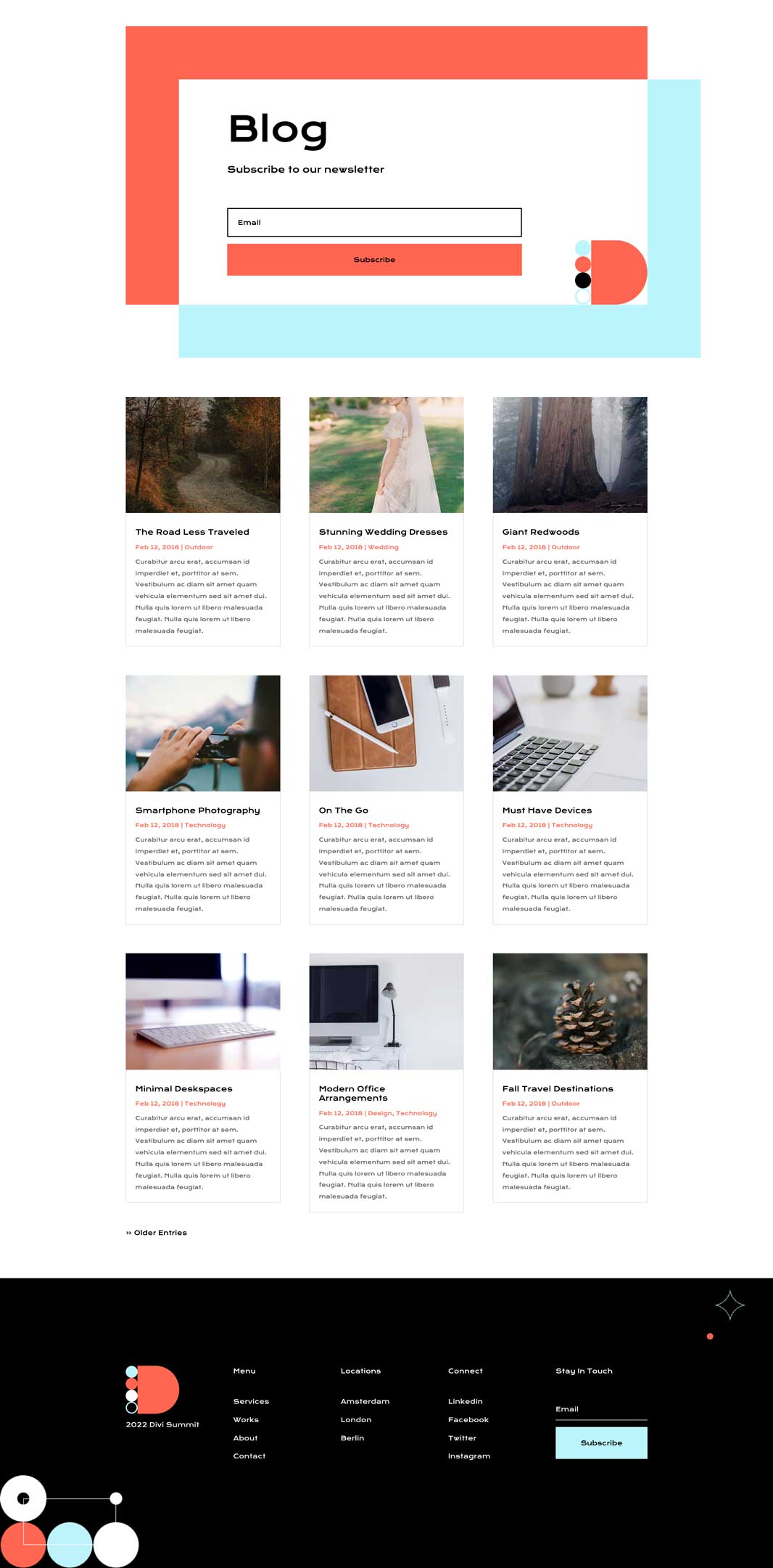 Conference Blog Page Divi Layout by Elegant Themes