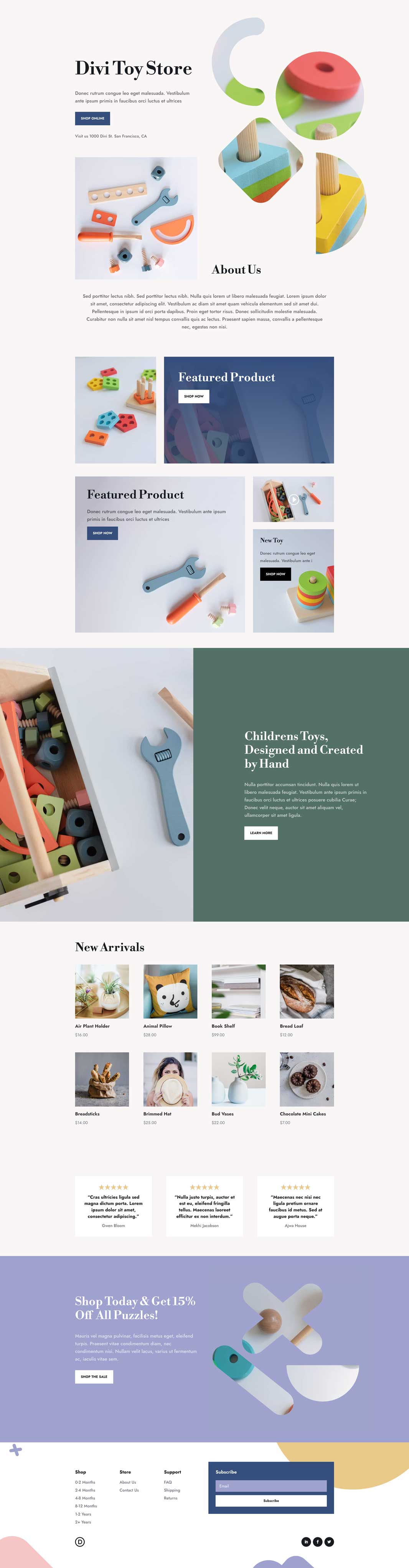 Toy Store Landing Page Divi Layout by Elegant Themes