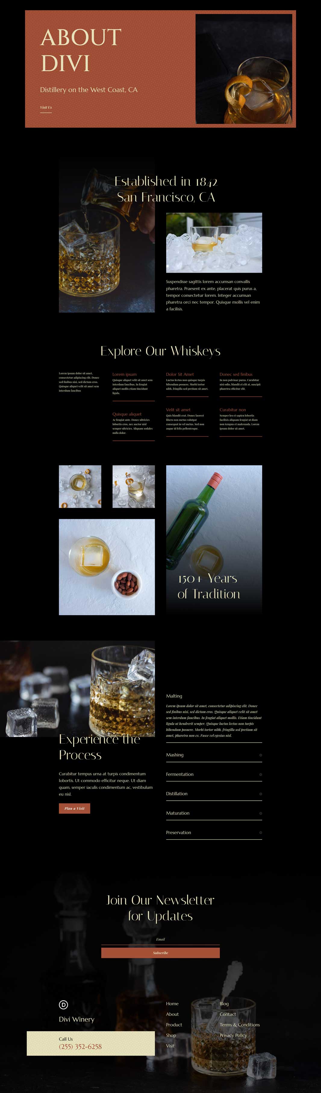 Whiskey About Page Divi Layout by Elegant Themes