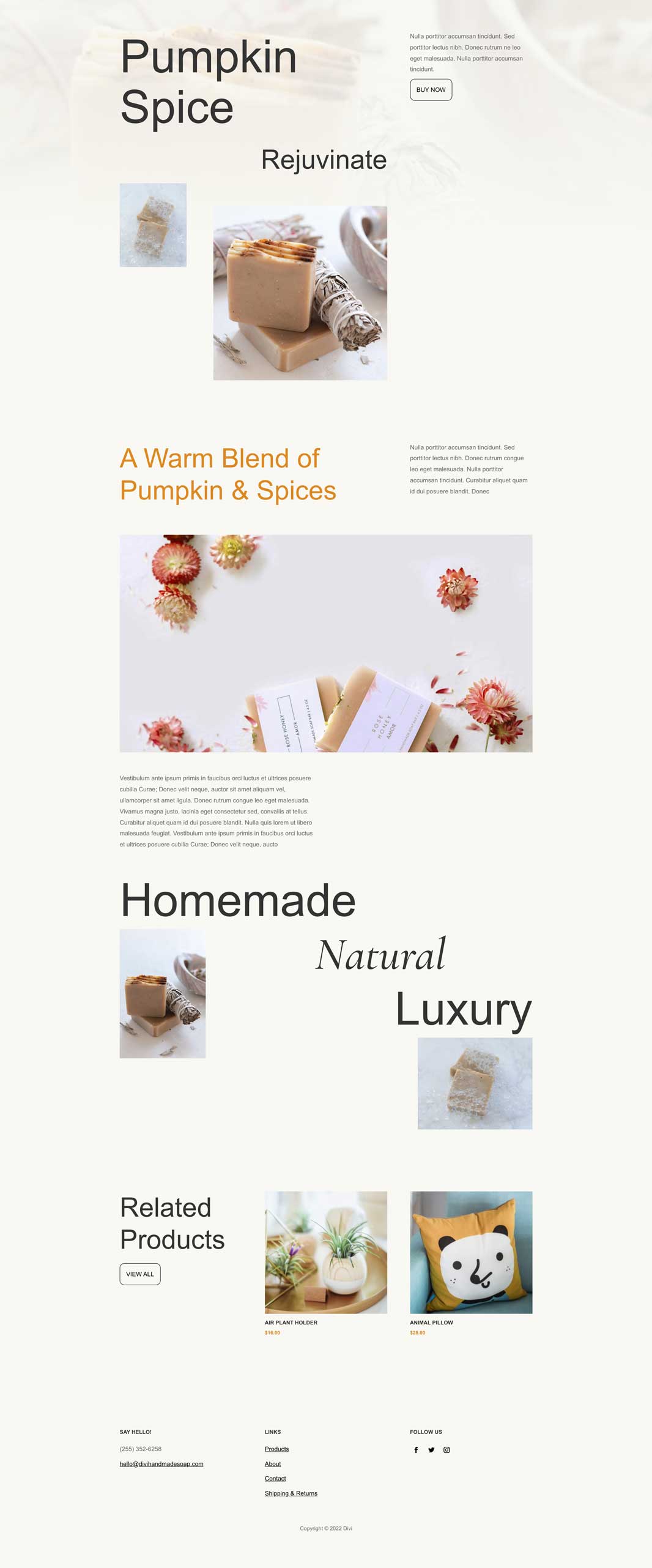 Handmade Soap Product Page Divi Layout by Elegant Themes