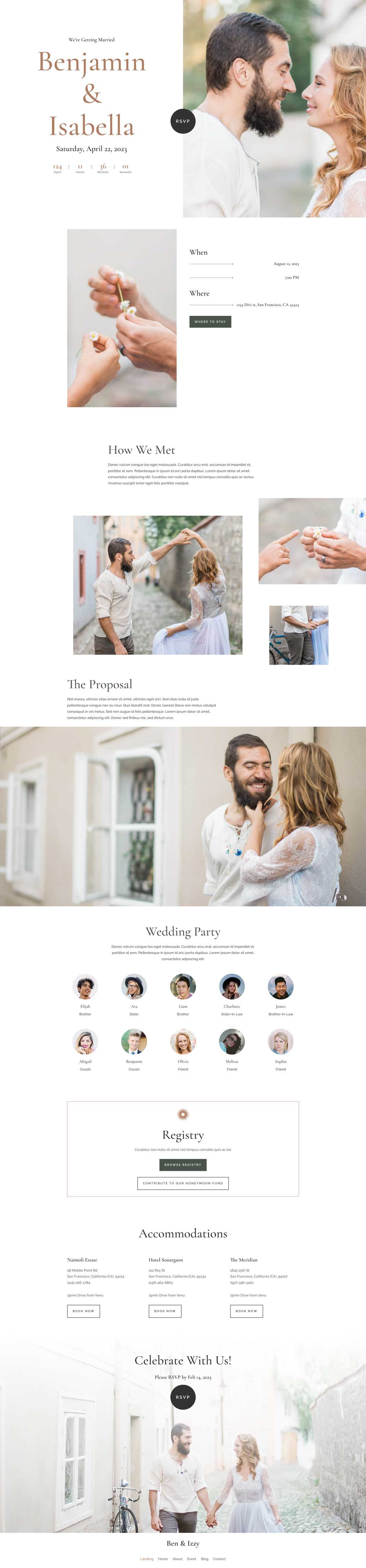 Wedding Invitation Landing Page Divi Layout by Elegant Themes