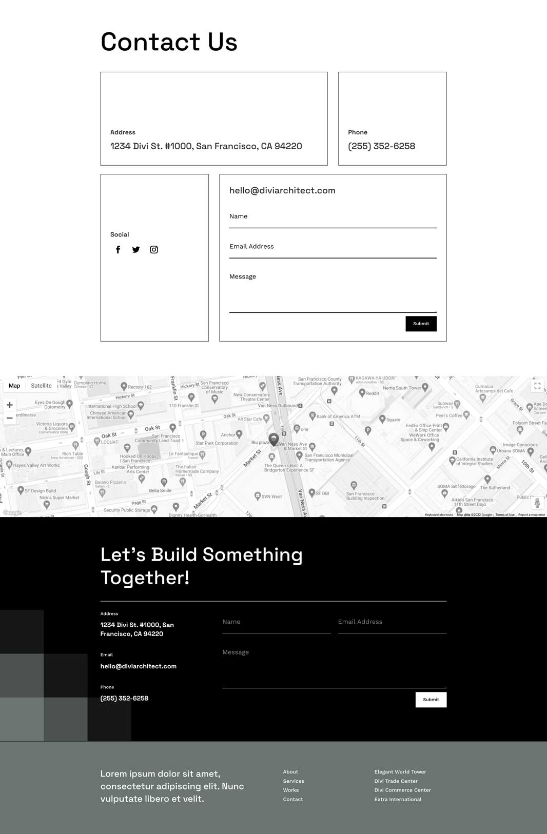 Architect Contact Page Divi Layout by Elegant Themes