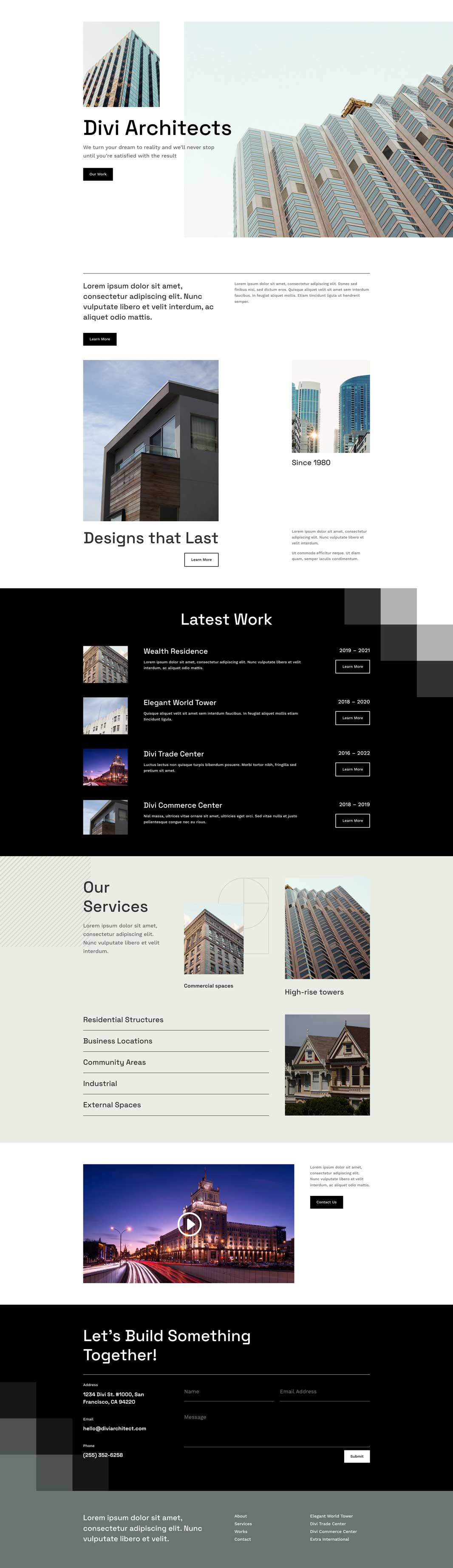 Architect Home Page Divi Layout by Elegant Themes