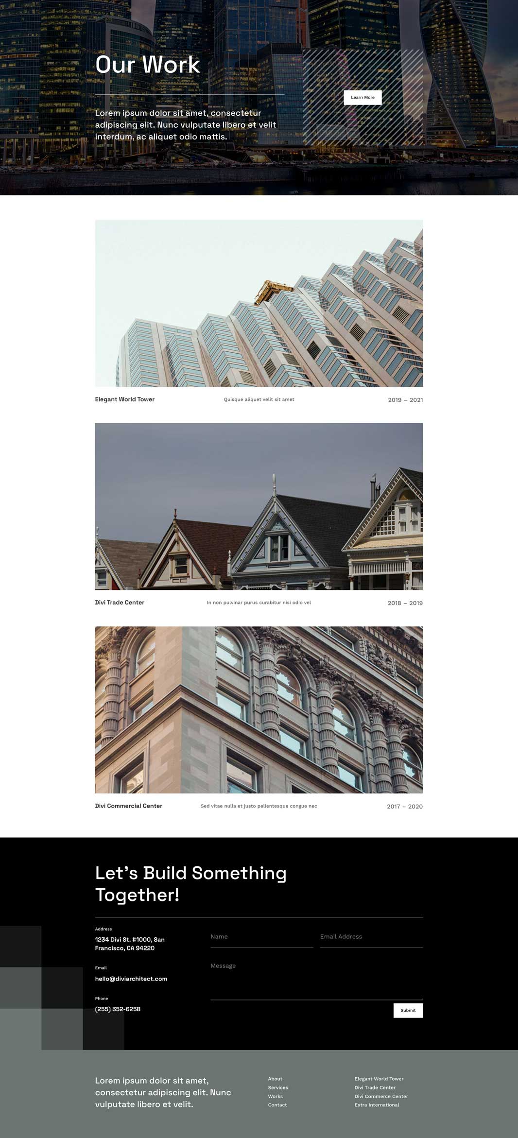 Architect Portfolio Page Divi Layout by Elegant Themes
