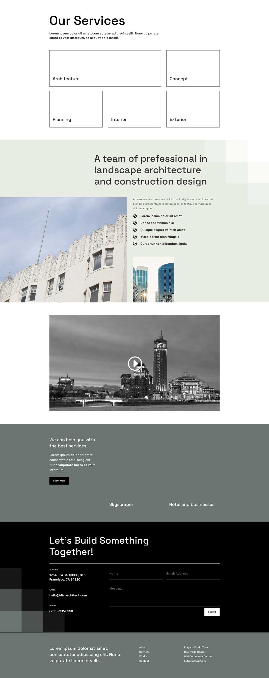 Architect Services Page Divi Layout by Elegant Themes