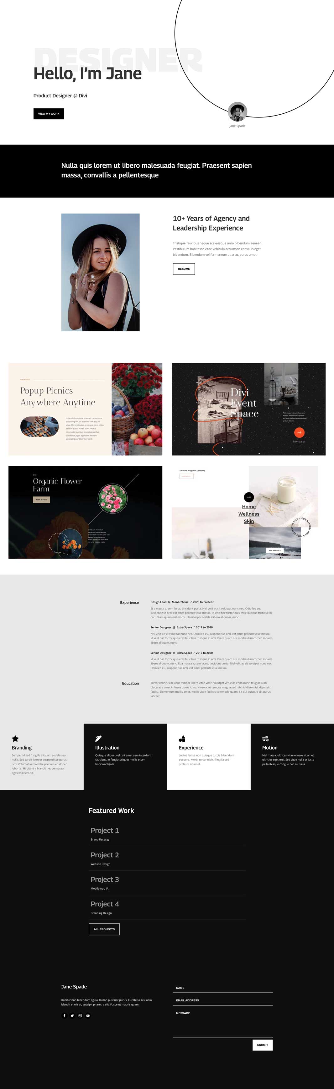 Portfolio Landing Page Divi Layout by Elegant Themes