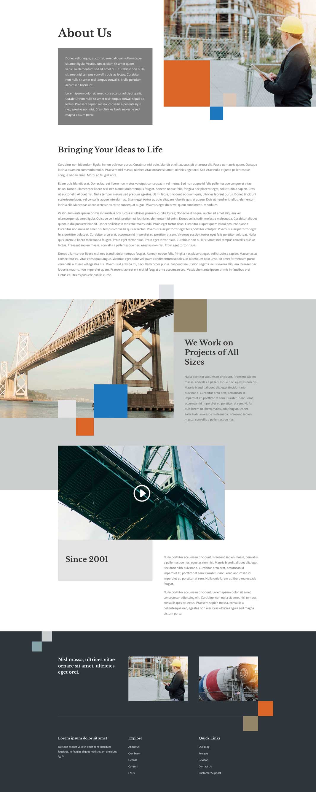 Civil Engineering About Page Divi Layout by Elegant Themes