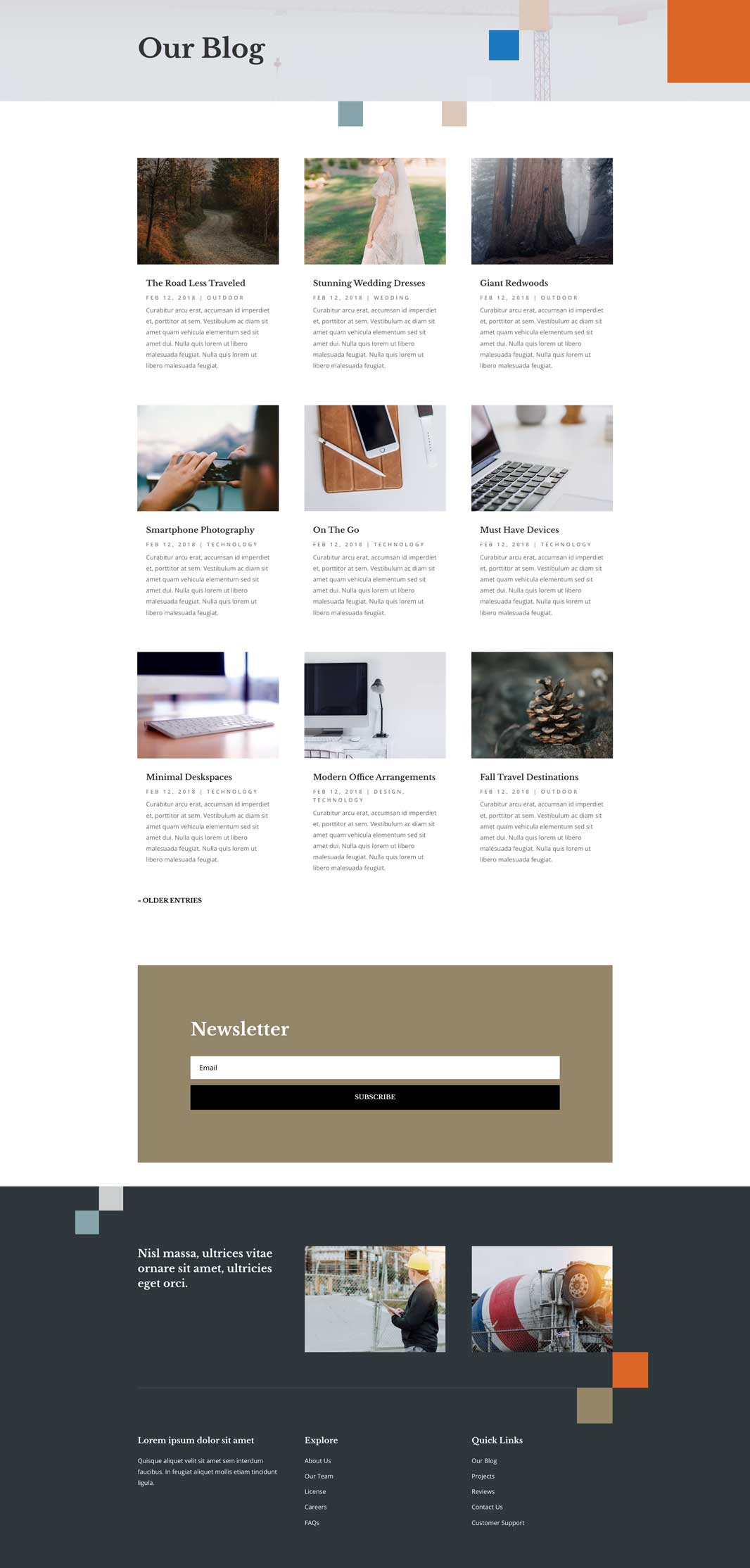 Civil Engineering Blog Page Divi Layout by Elegant Themes