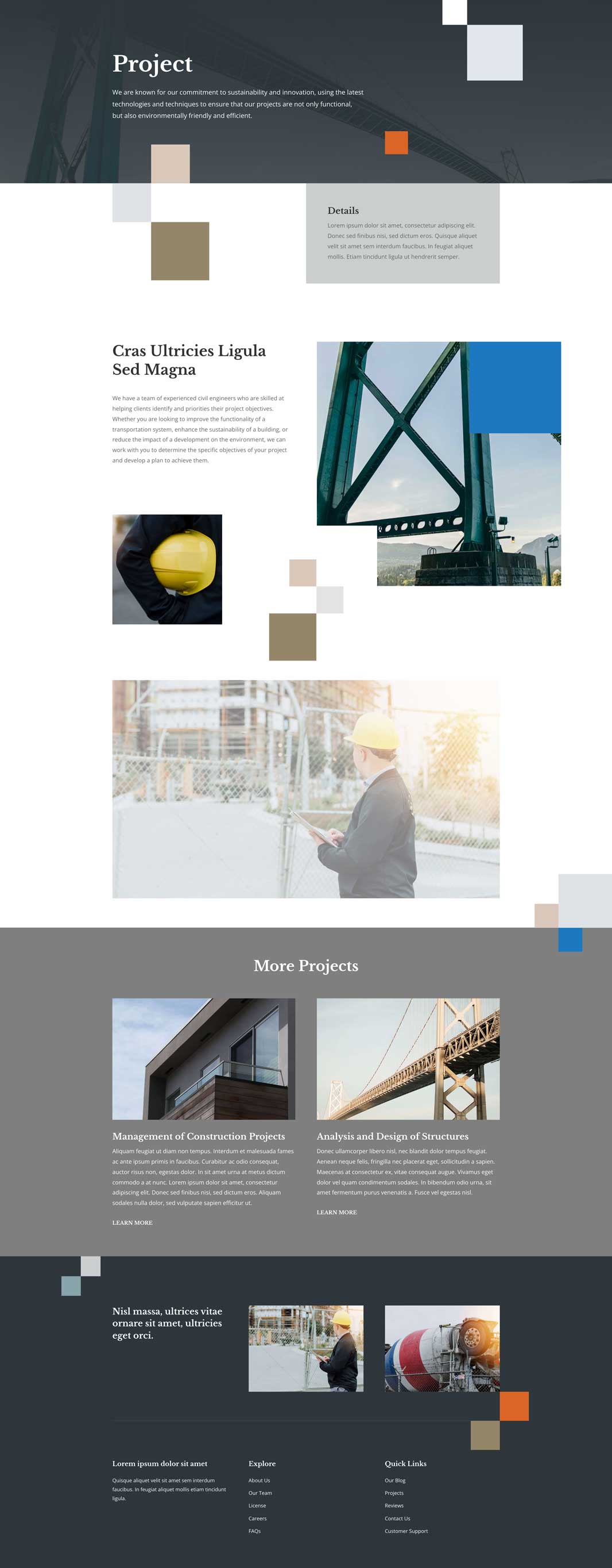 Civil Engineering Project Page Divi Layout by Elegant Themes