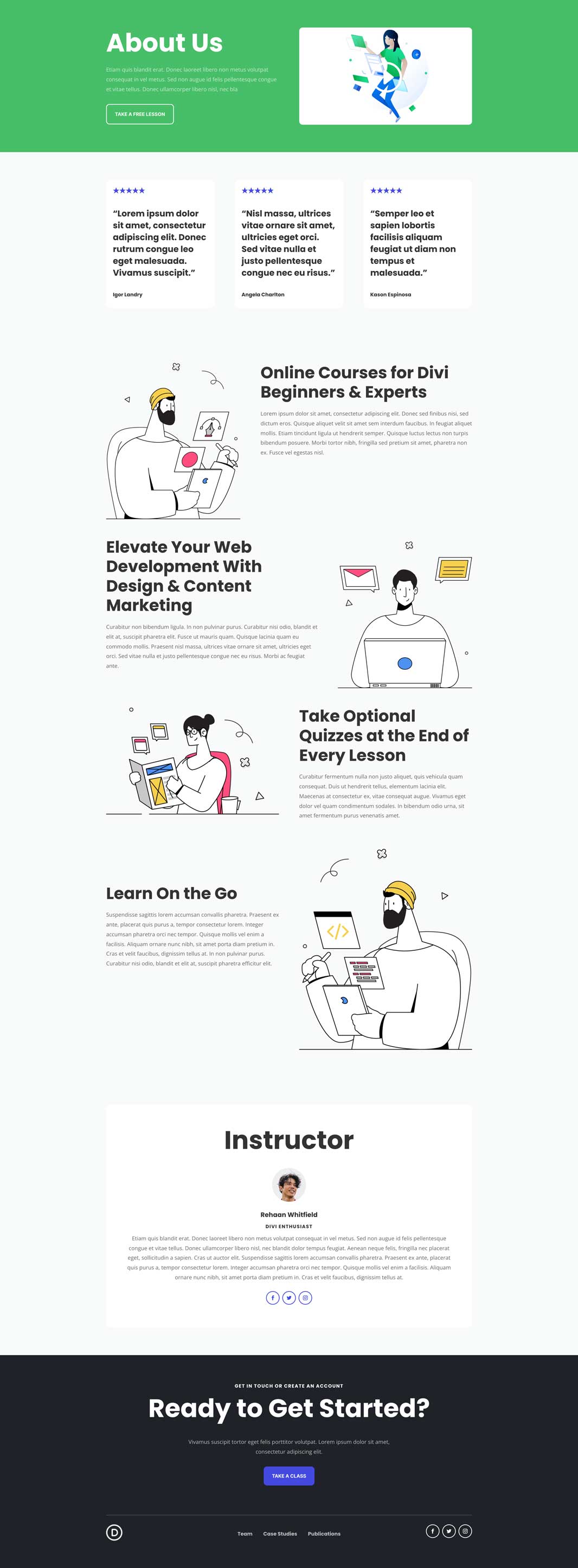Learning Management System About Page Divi Layout by Elegant Themes