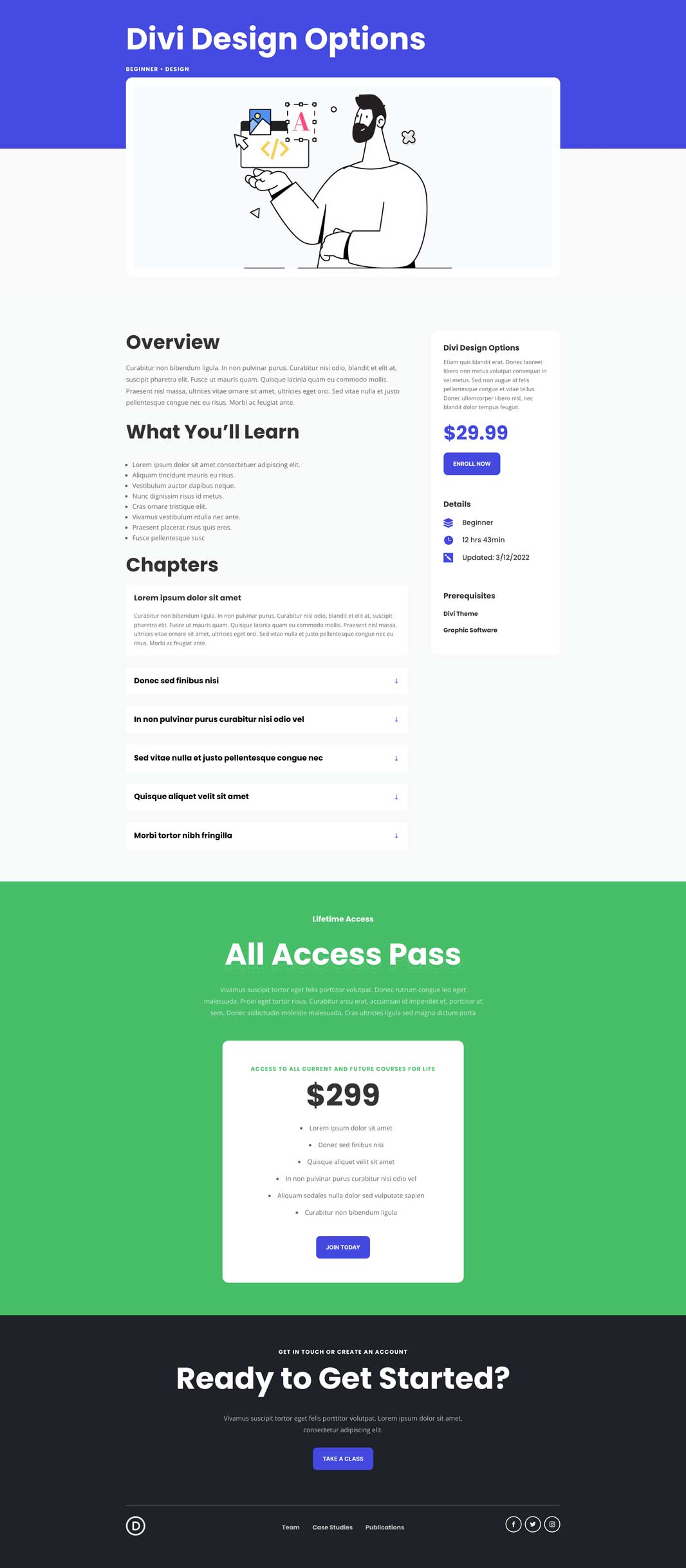 Learning Management System Course Page Divi Layout by Elegant Themes