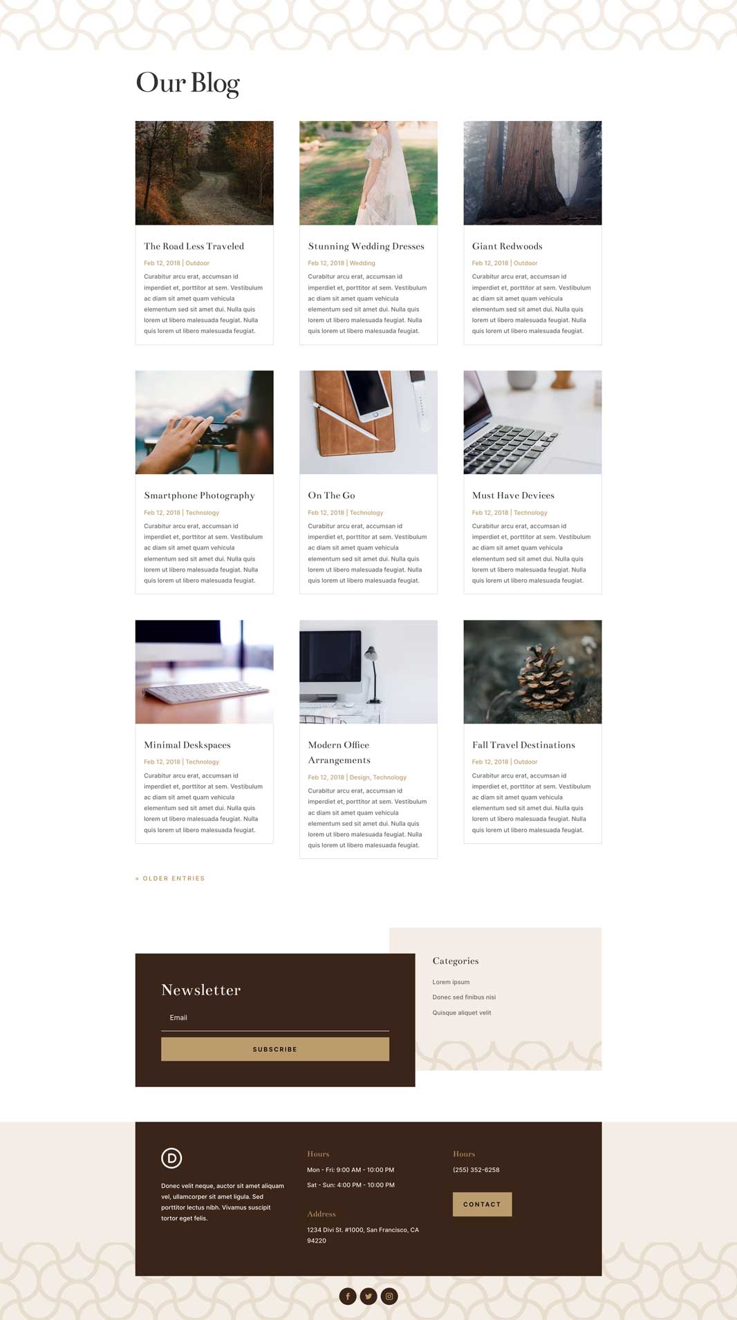 Vegan Restaurant Blog Page Divi Layout by Elegant Themes