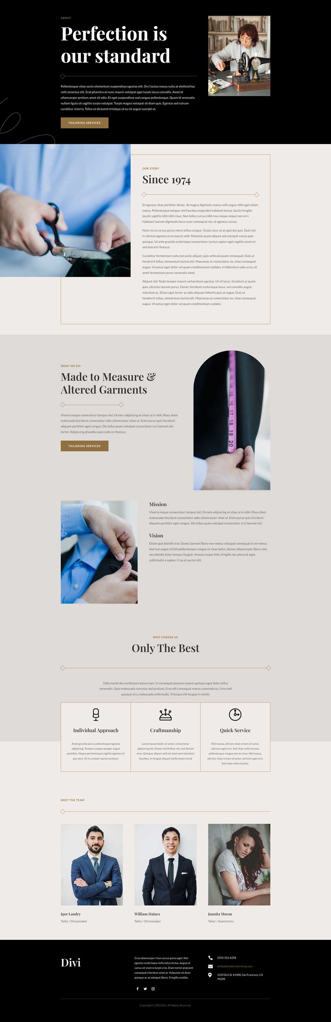 Alteration Shop About Page Divi Layout by Elegant Themes