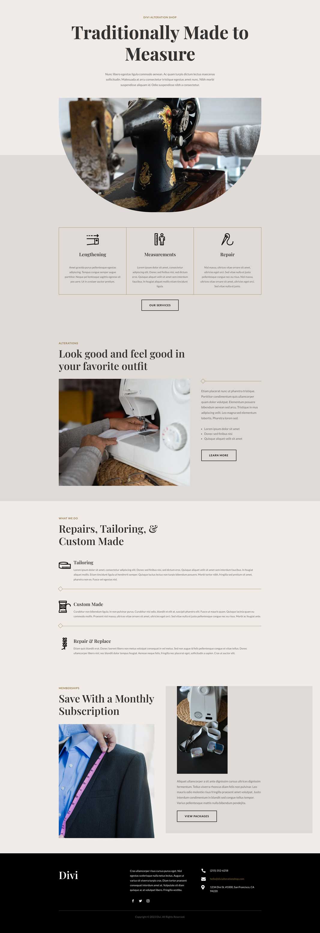 Alteration Shop Home Page Divi Layout by Elegant Themes