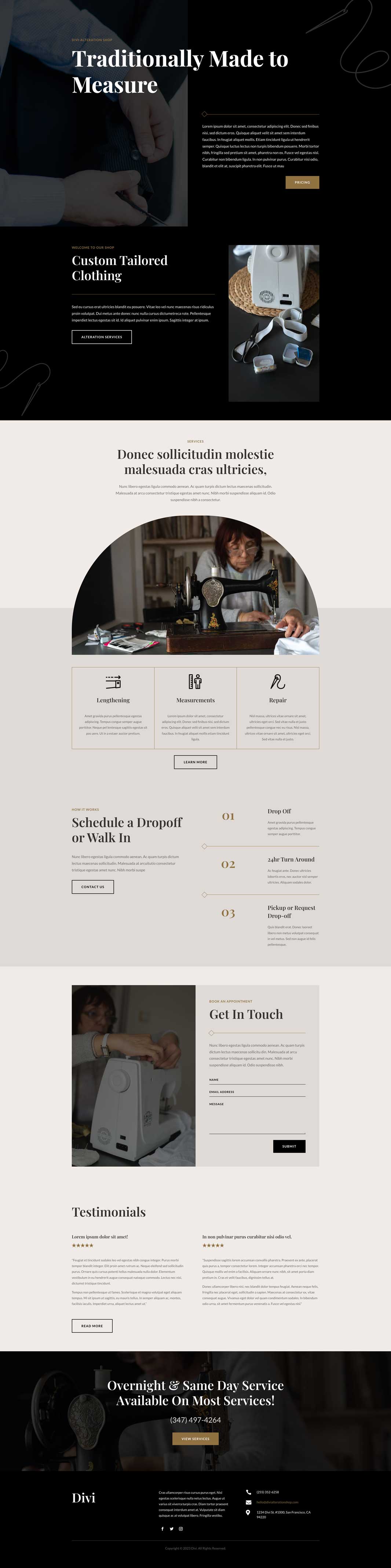 Alteration Shop Landing Page Divi Layout by Elegant Themes
