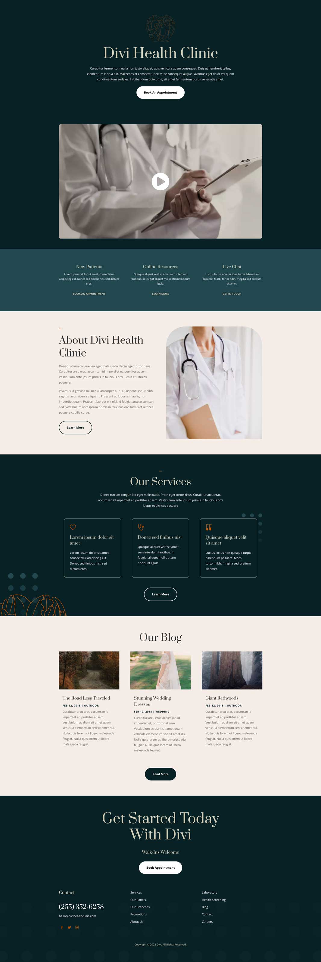 Health Center Home Page Divi Layout by Elegant Themes