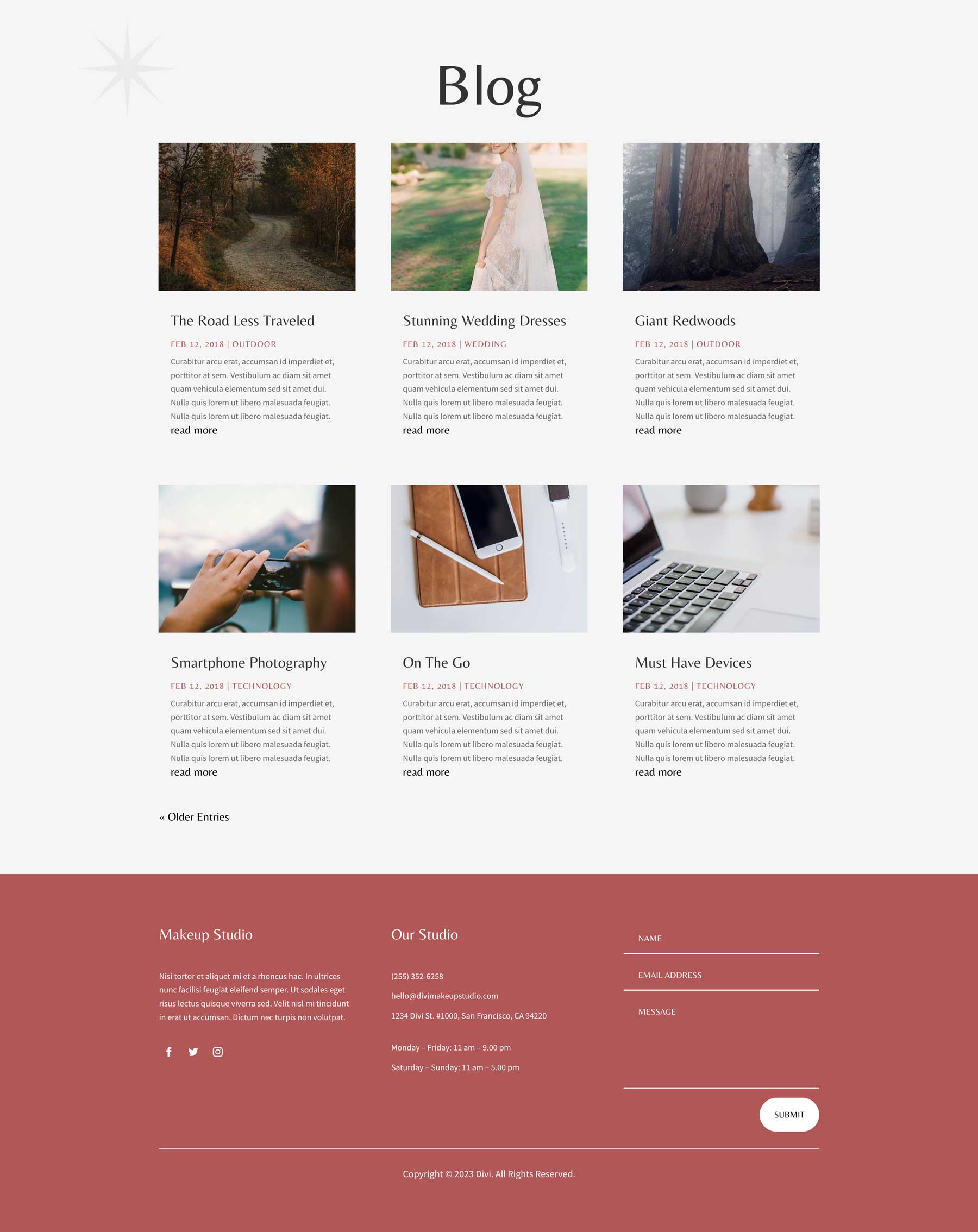 Beauty Salon Blog Page Divi Layout by Elegant Themes