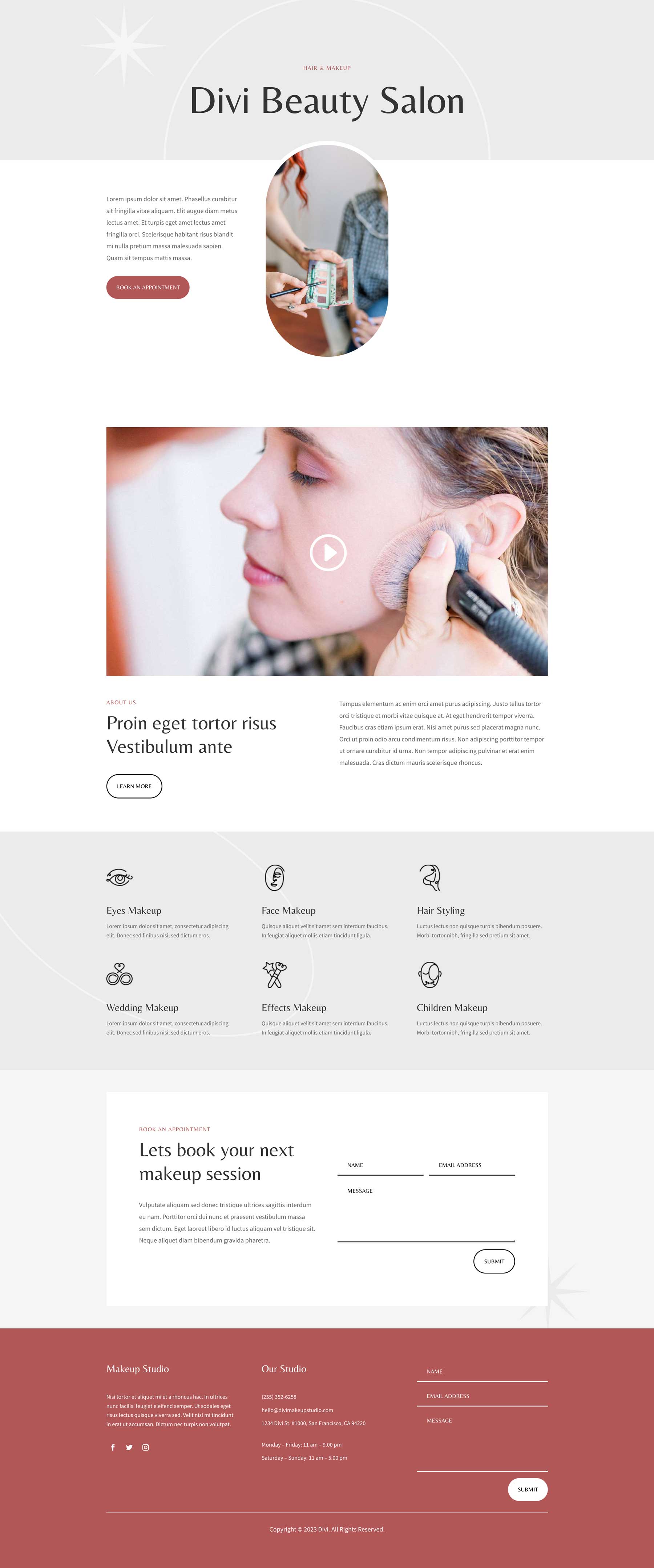 Beauty Salon Home Page Divi Layout by Elegant Themes