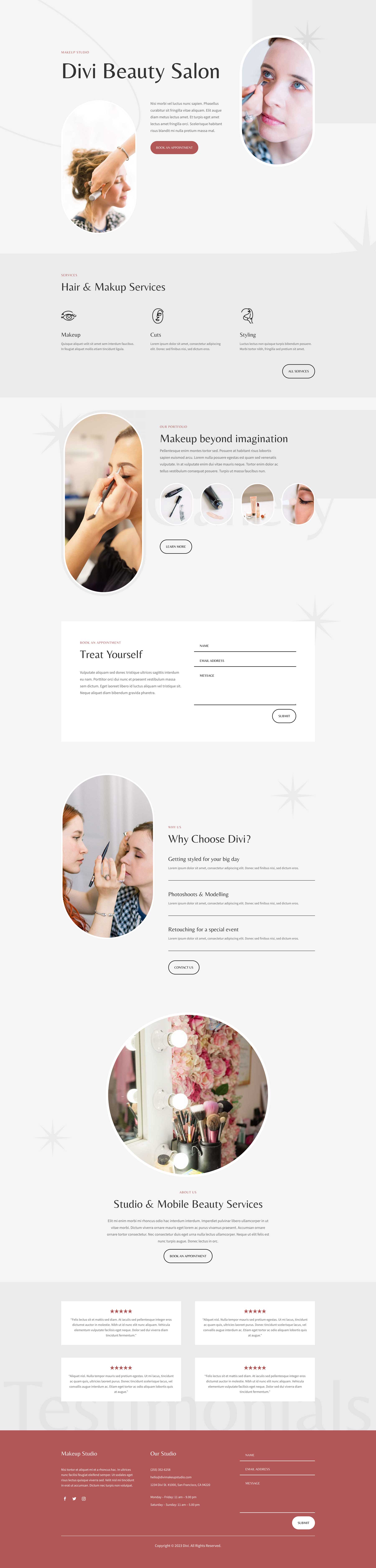 Beauty Salon Landing Page Divi Layout by Elegant Themes