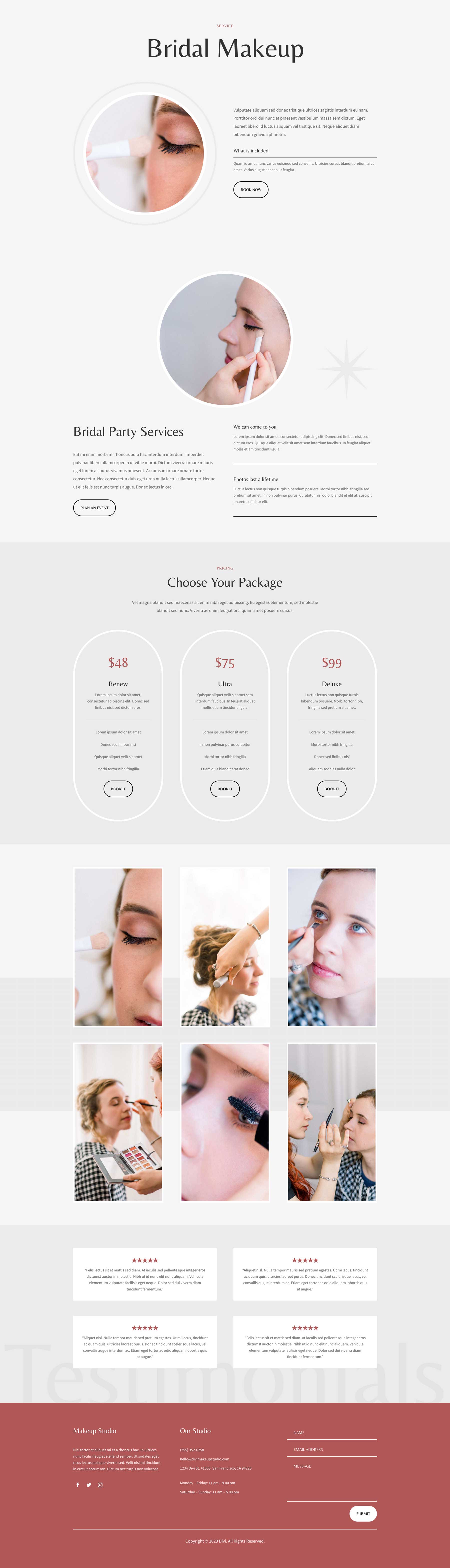 Beauty Salon Service Page Divi Layout by Elegant Themes