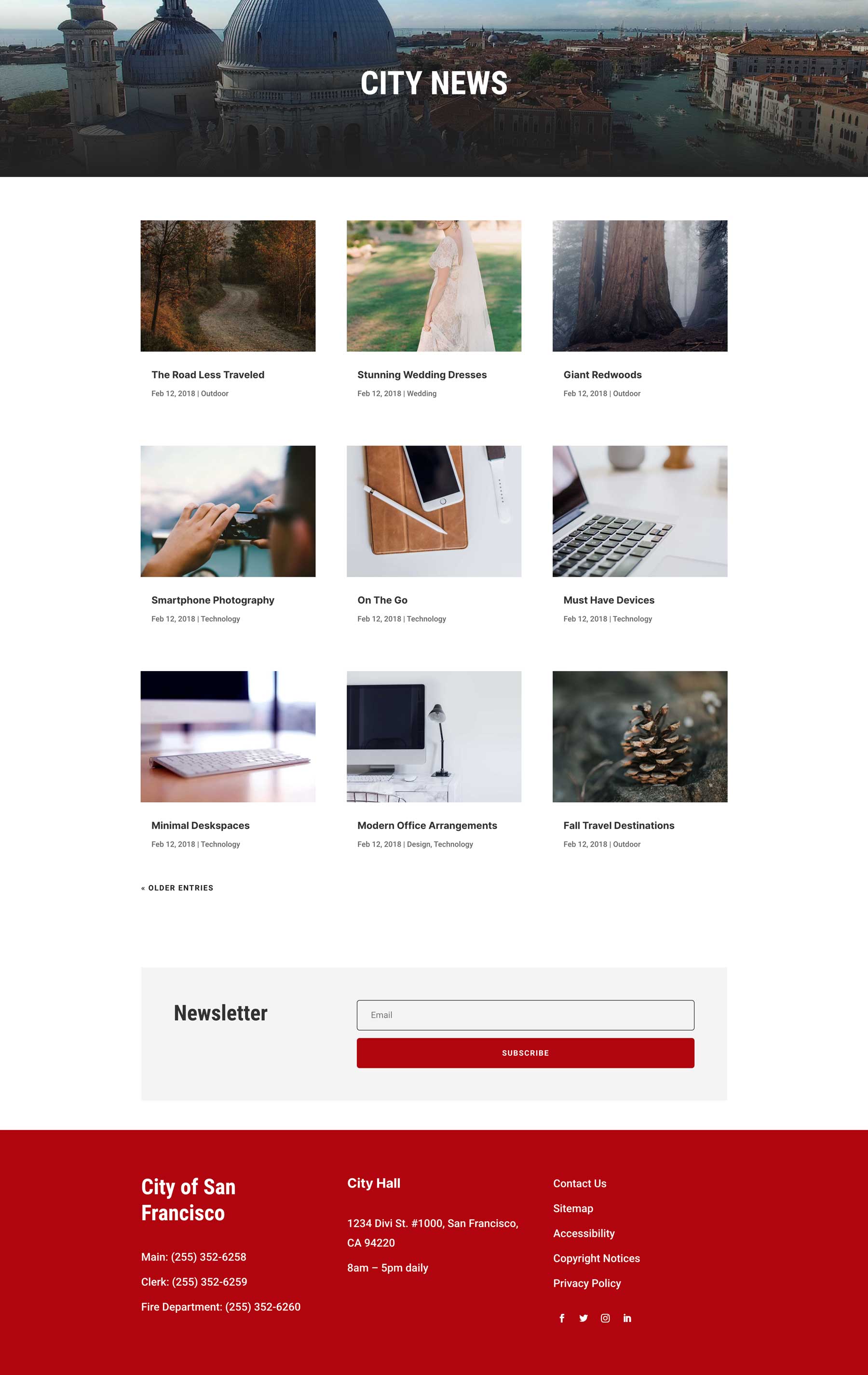 City Blog Page Divi Layout by Elegant Themes