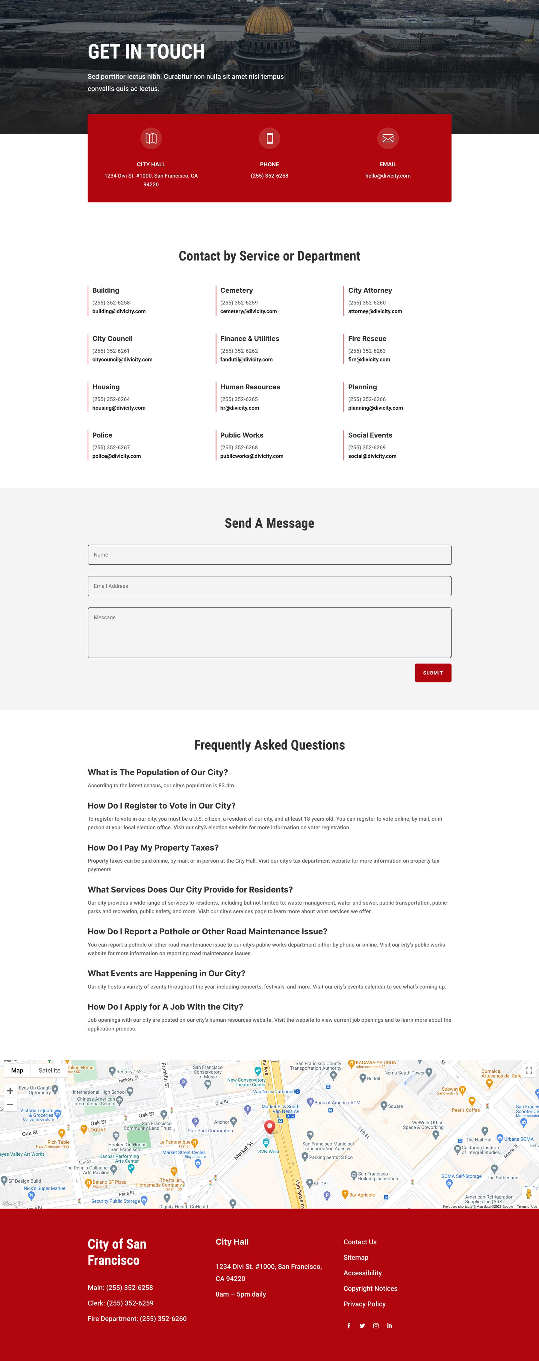 City Contact Page Divi Layout by Elegant Themes