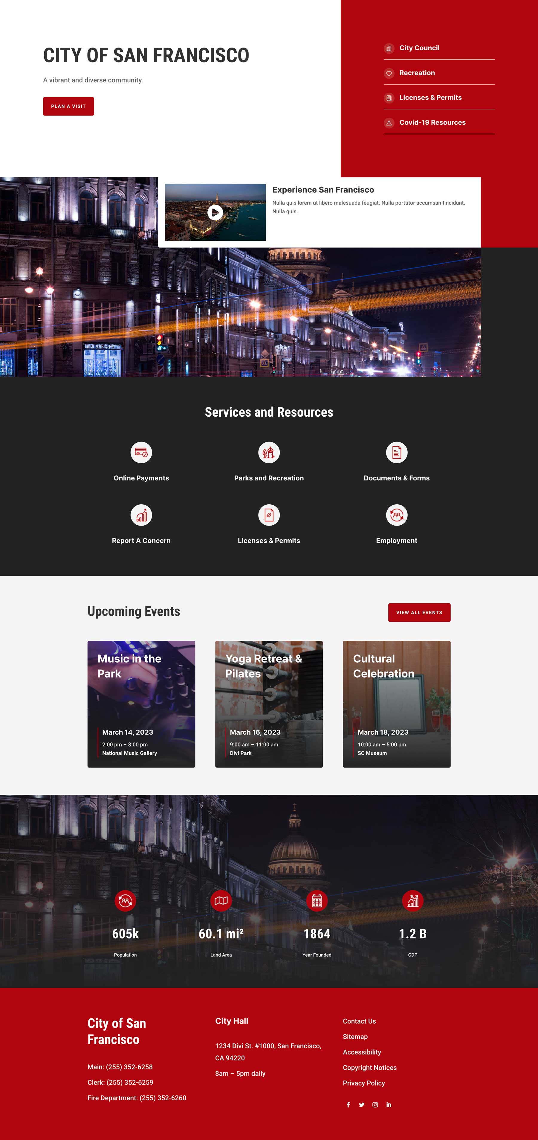 City Home Page Divi Layout by Elegant Themes