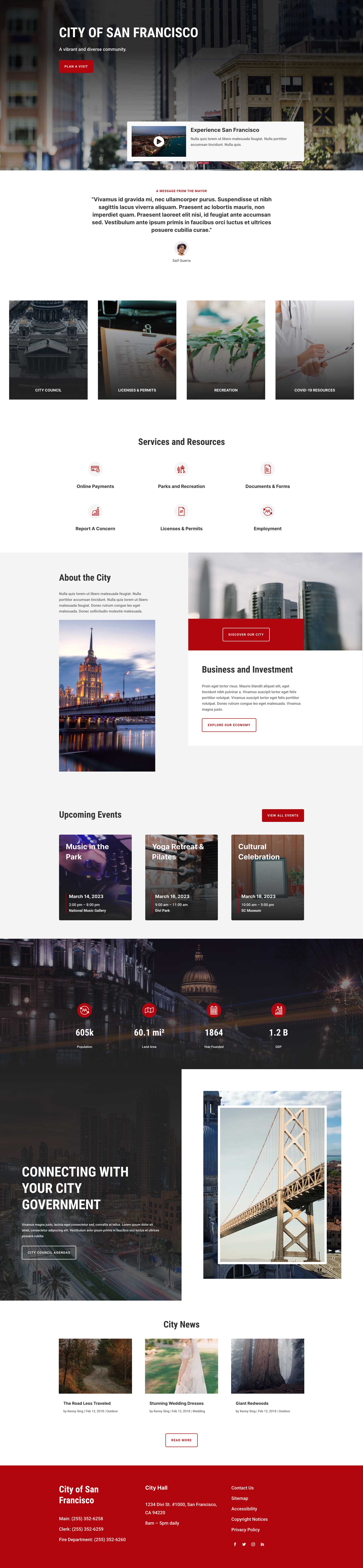 City Landing Page Divi Layout by Elegant Themes