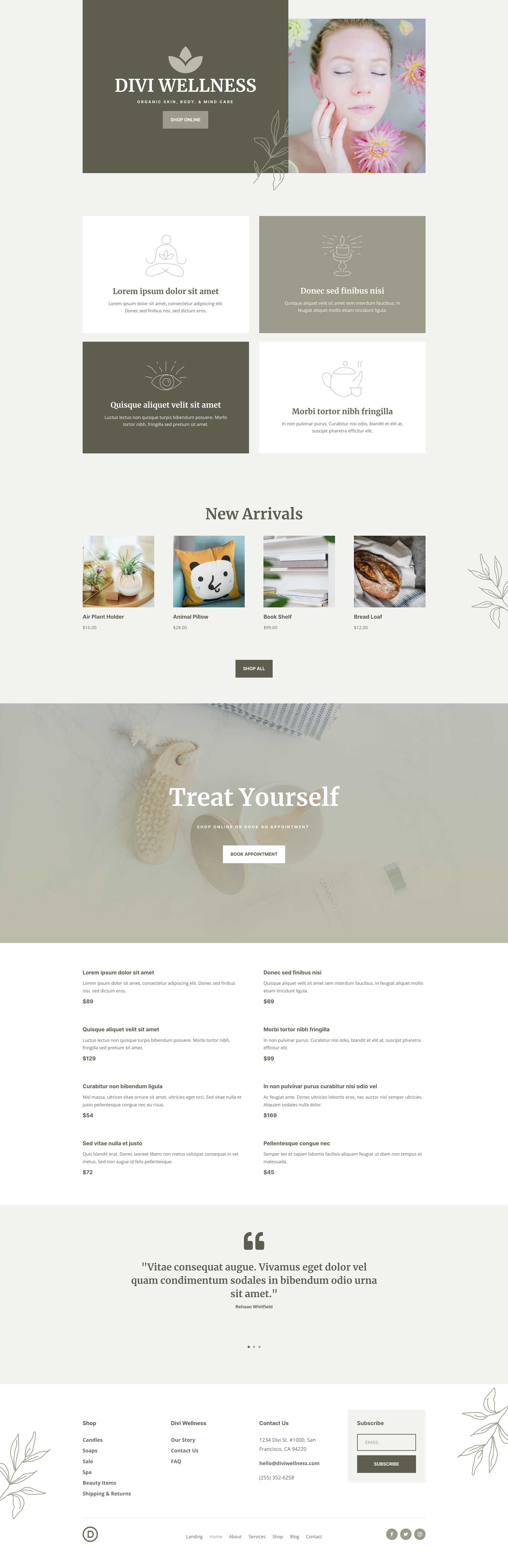 Wellness Home Page Divi Layout by Elegant Themes