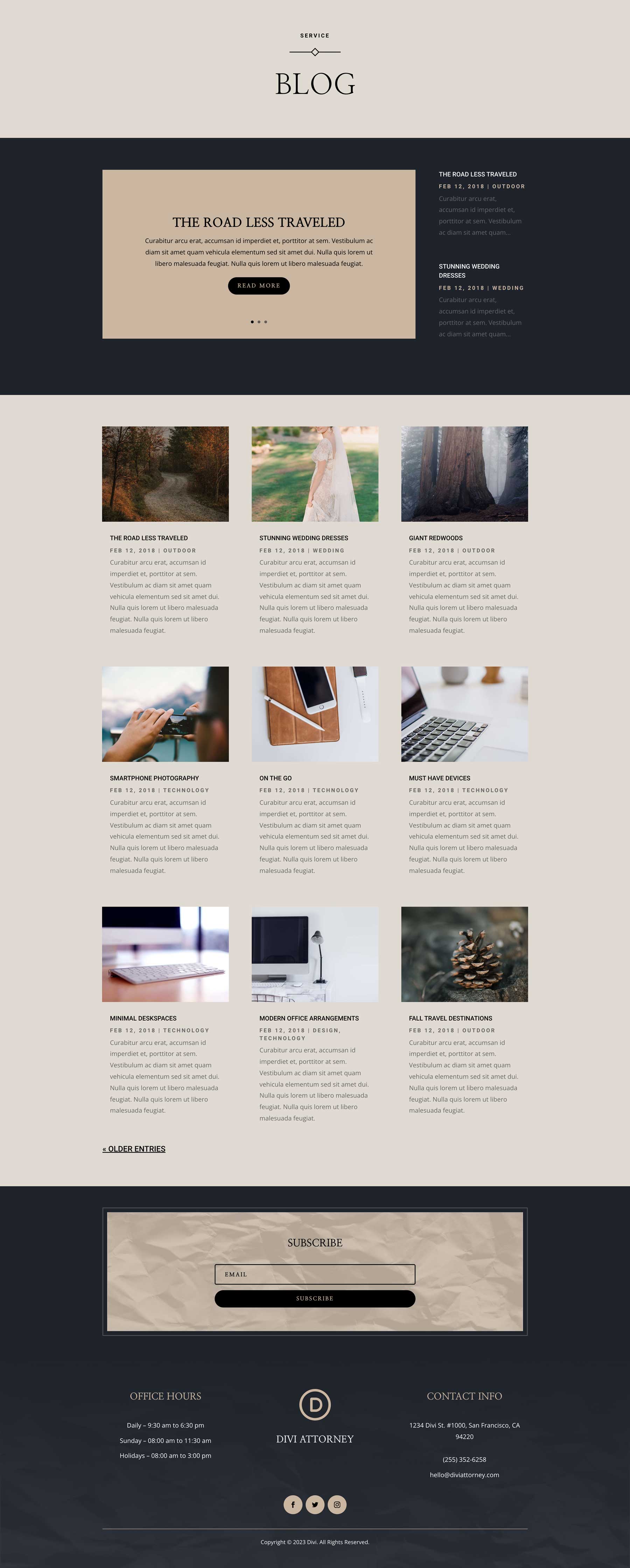 Attorney Blog Page Divi Layout by Elegant Themes