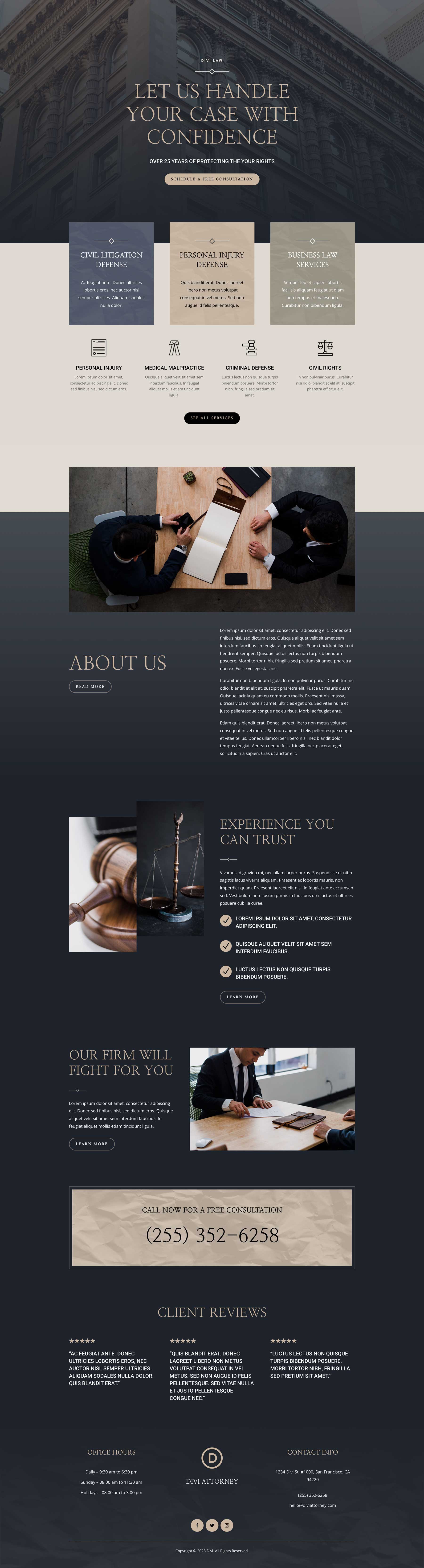Attorney Landing Page Divi Layout by Elegant Themes
